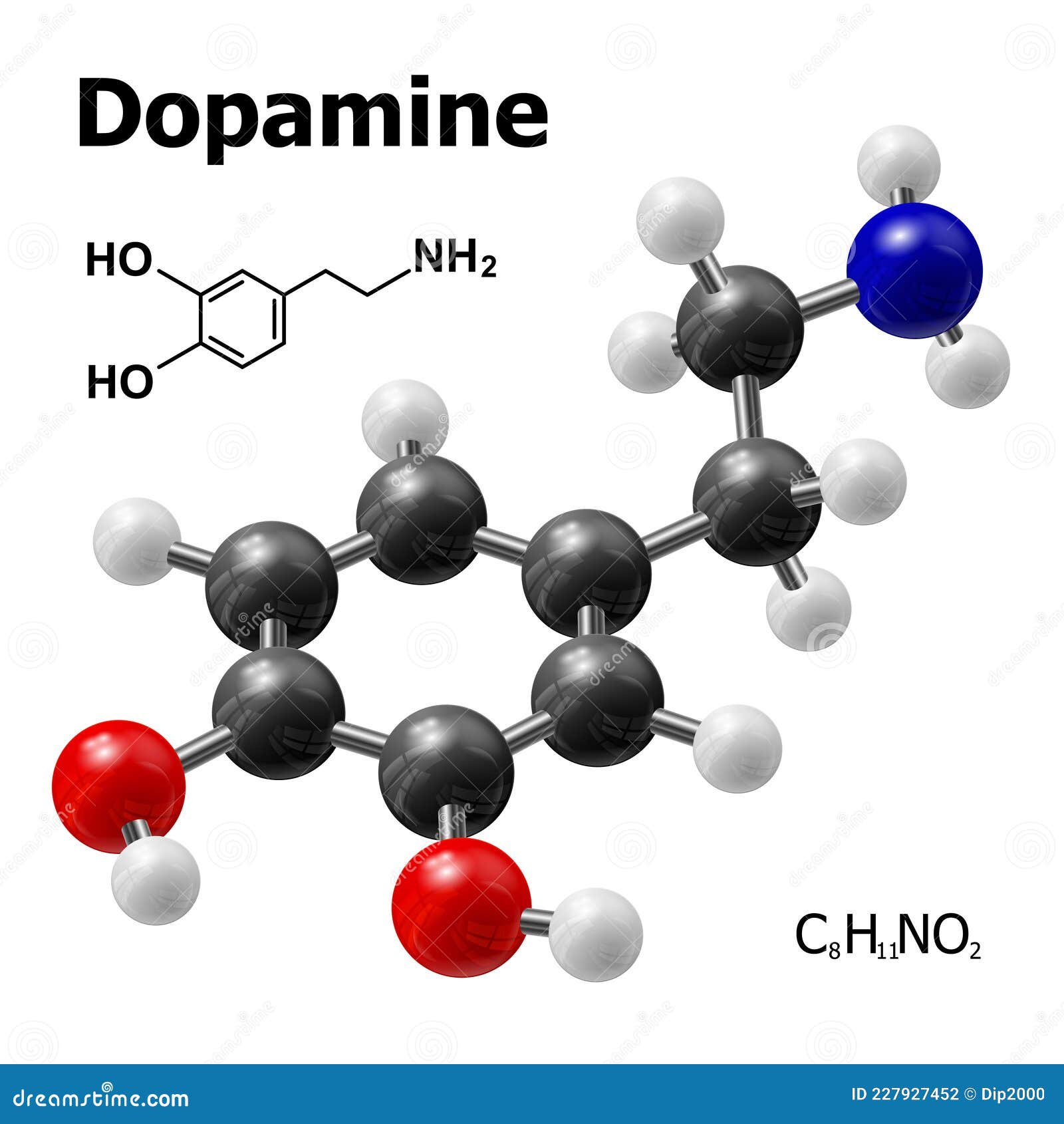 Molécula de dopamina ilustración del vector. Ilustración de vida ...