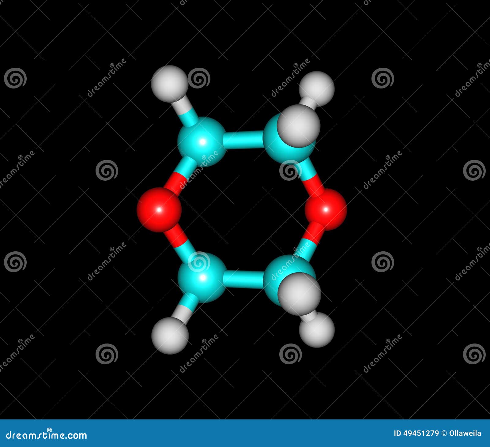 Molécula Del Dioxano Aislada En Negro Stock de ilustración ...