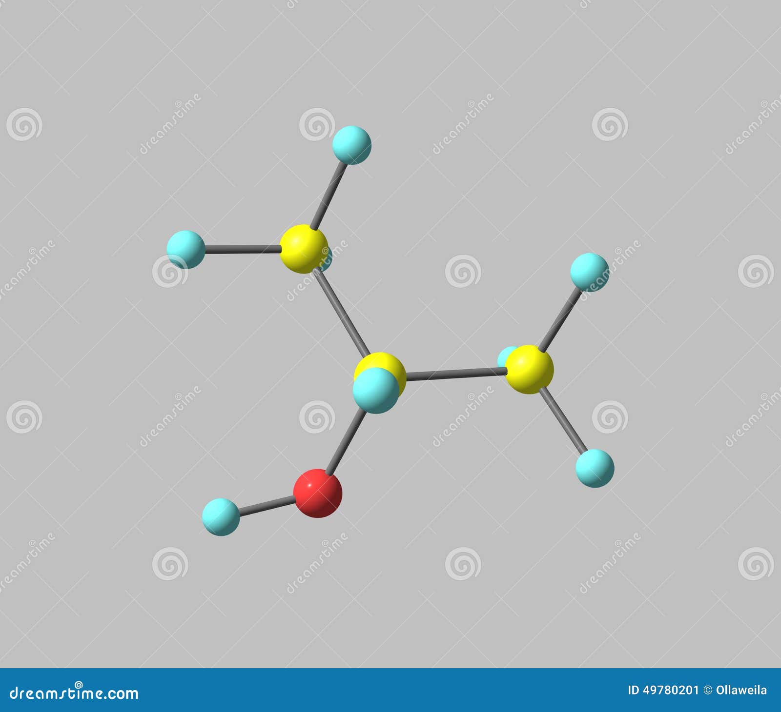 Molécula Del Isopropanol Aislada En Gris Stock de ilustración ...