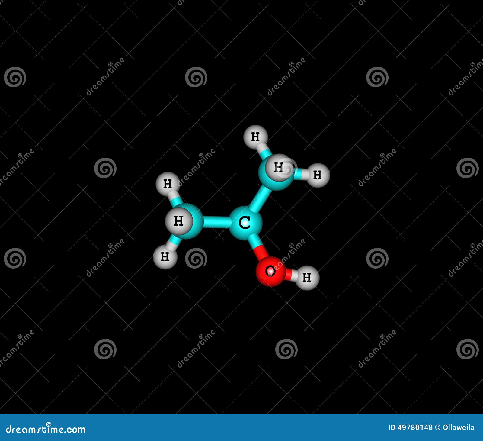 Molécula Del Isopropanol Aislada En Negro Stock de ilustración ...