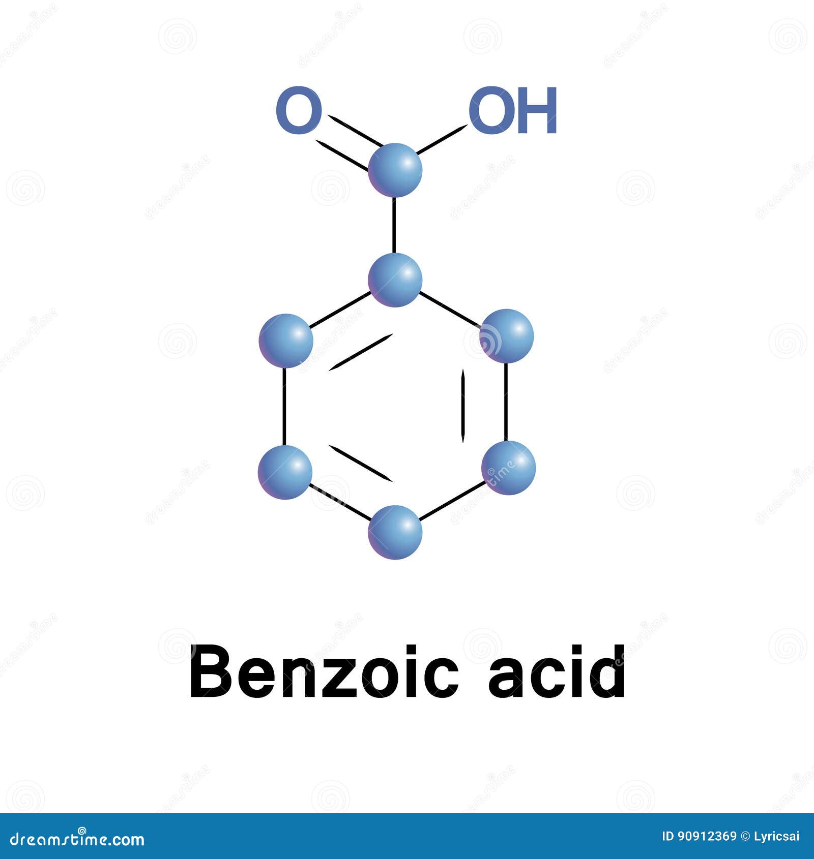 Molécula do ácido benzoico ilustração do vetor. Ilustração de molécula ...