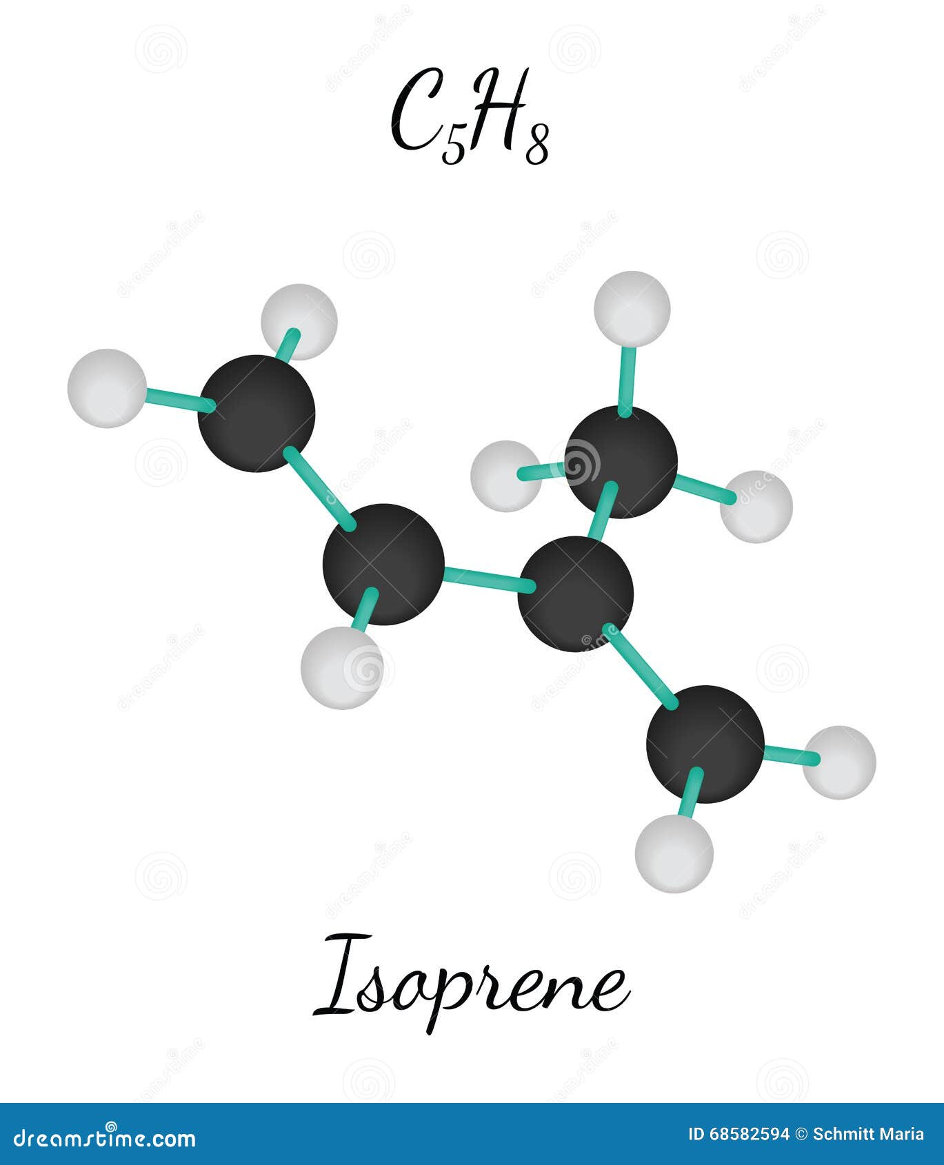 Molécula do isoprene C5H8 ilustração do vetor. Ilustração de branco ...