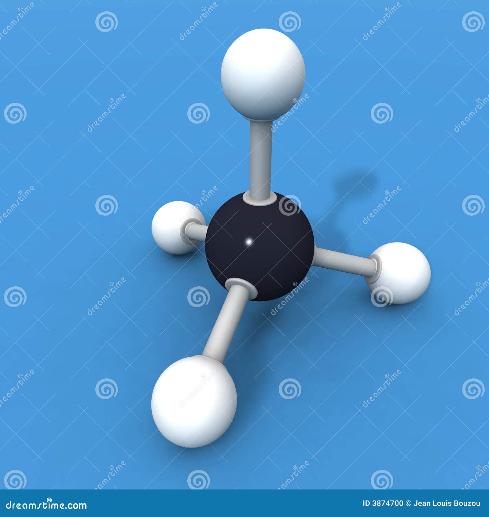 Molécula do metano ilustração stock. Ilustração de ciência - 3874700