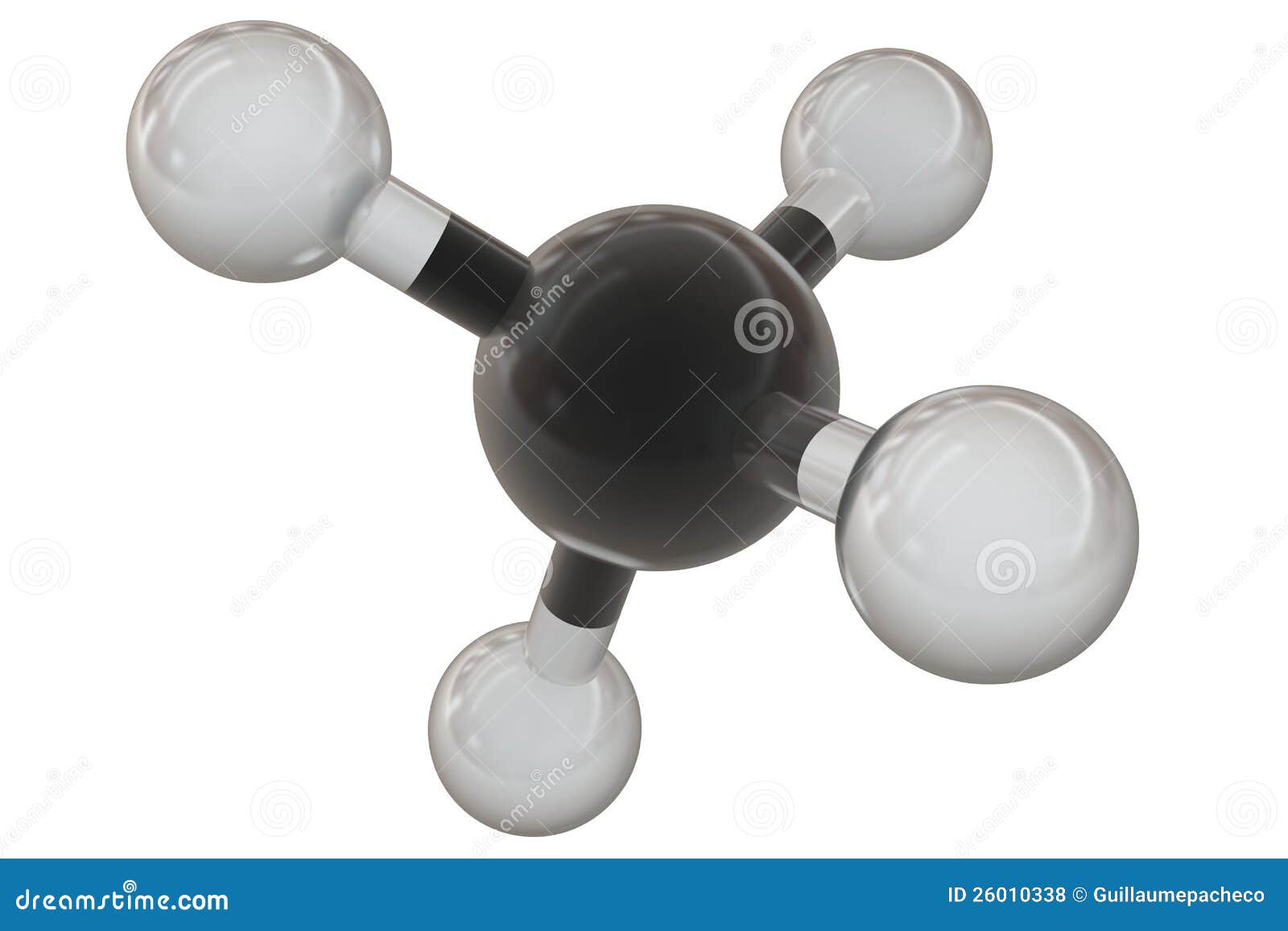 Molécula Do Metano Isolada No Fundo Branco Ilustração Stock ...