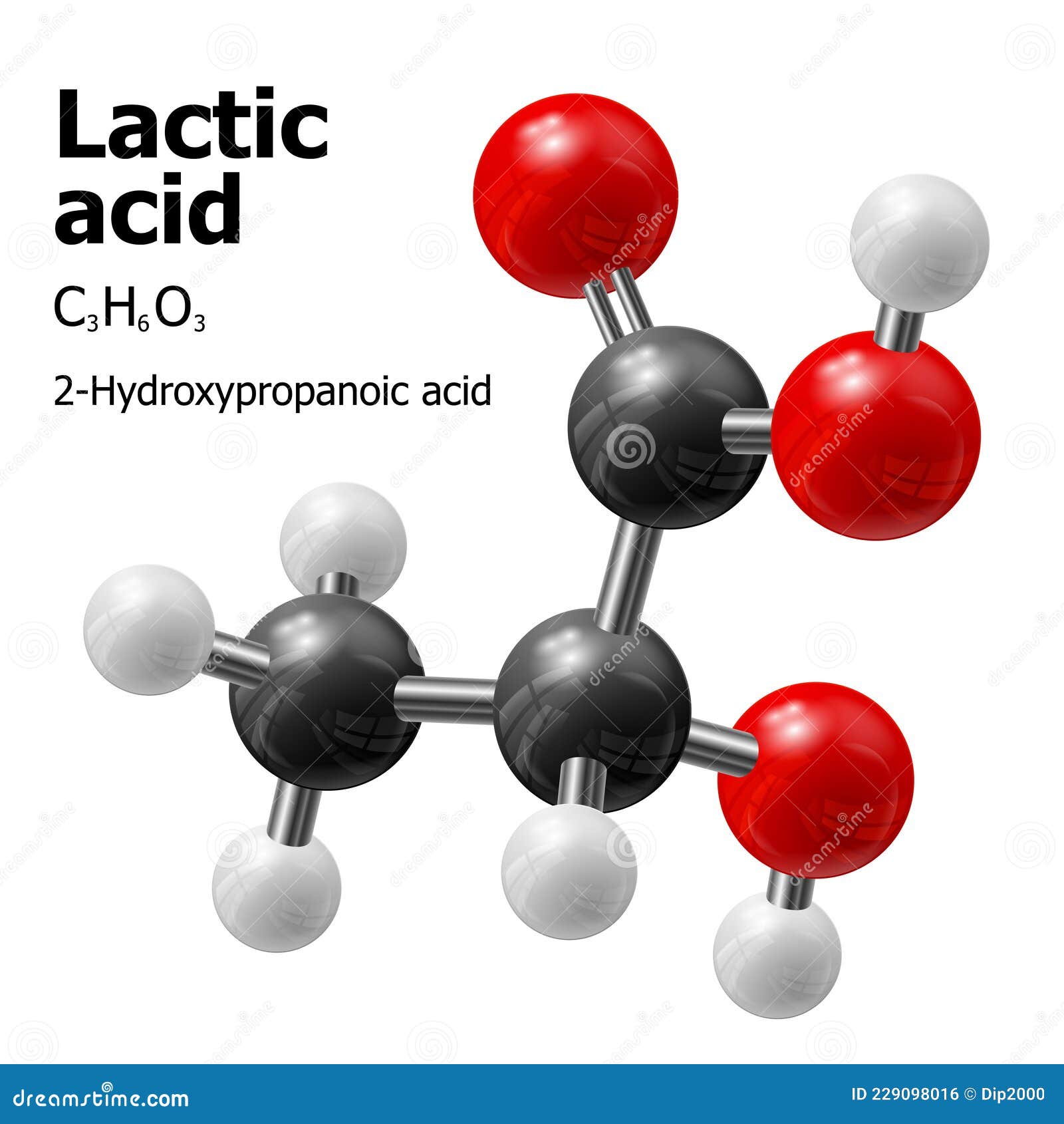 Molécule d'acide lactique illustration de vecteur. Illustration du ...