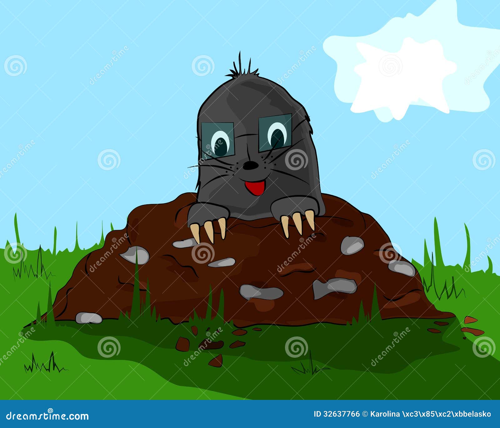 Mol op molshoop vector illustratie. Illustration of grijs - 32637766