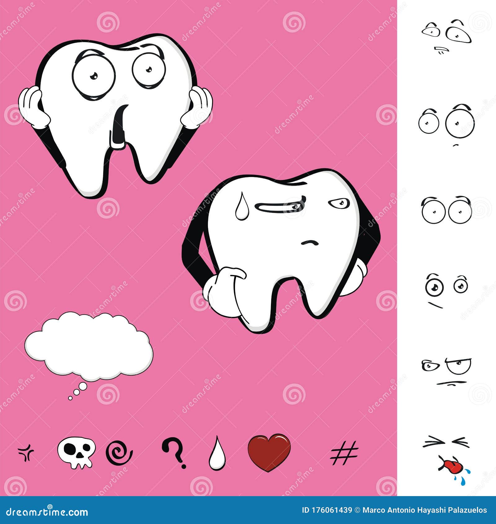 Molar Tooth Cartoon Expression Collection Set Stock Vector ...