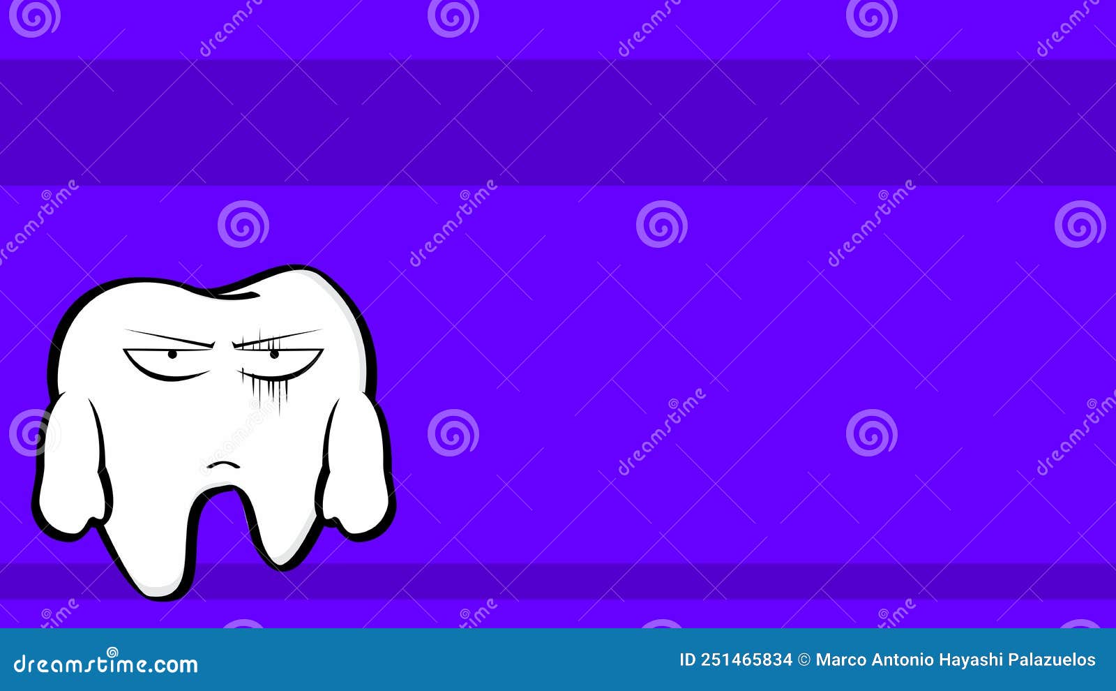 Grumpy Molar Tooth Character Cartoon Background Illustration Stock ...