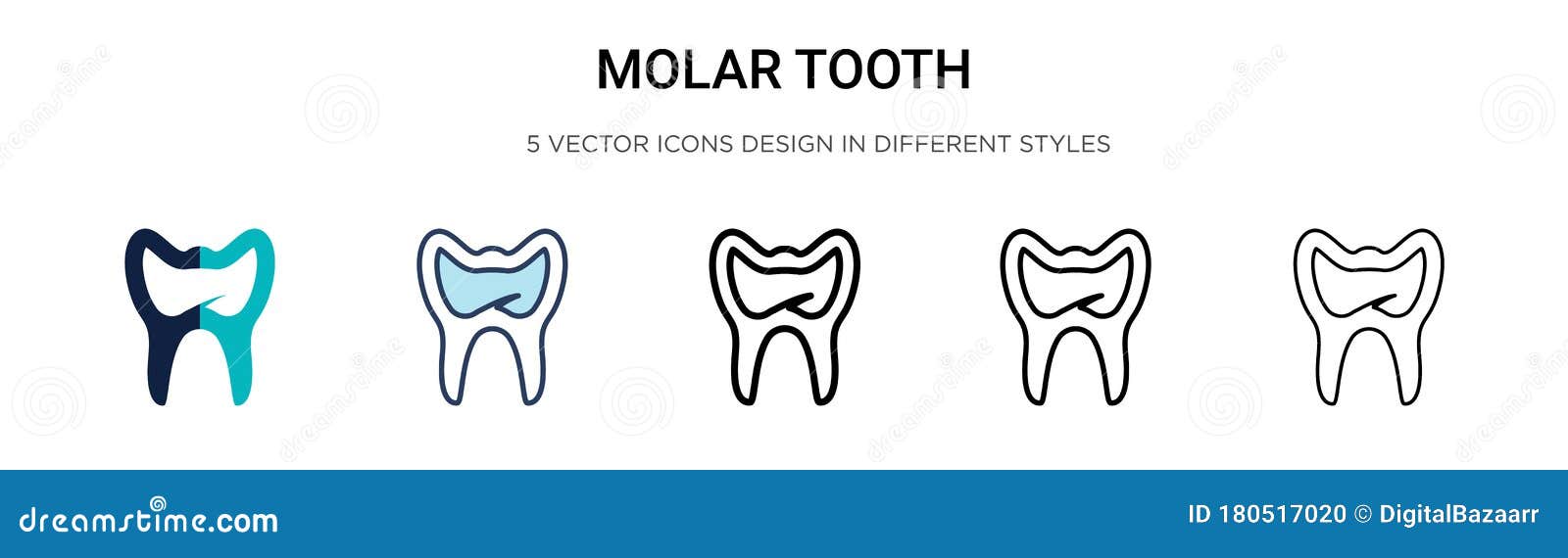 Molar Tooth Icon in Filled, Thin Line, Outline and Stroke Style. Vector ...