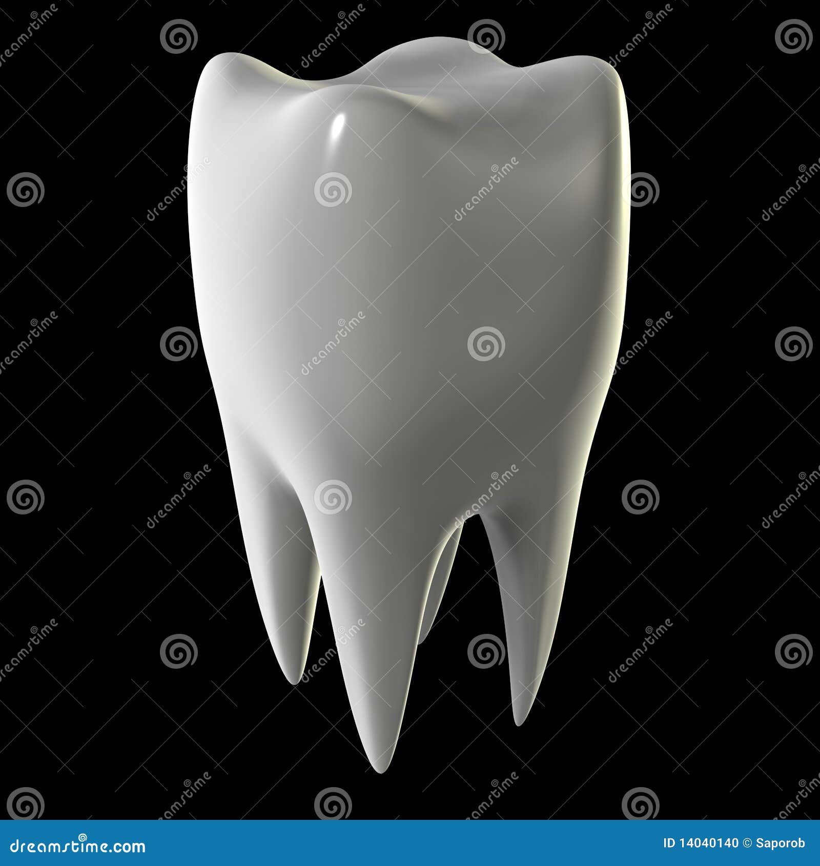 Molar Tooth Isolated on Black Stock Illustration - Illustration of ...