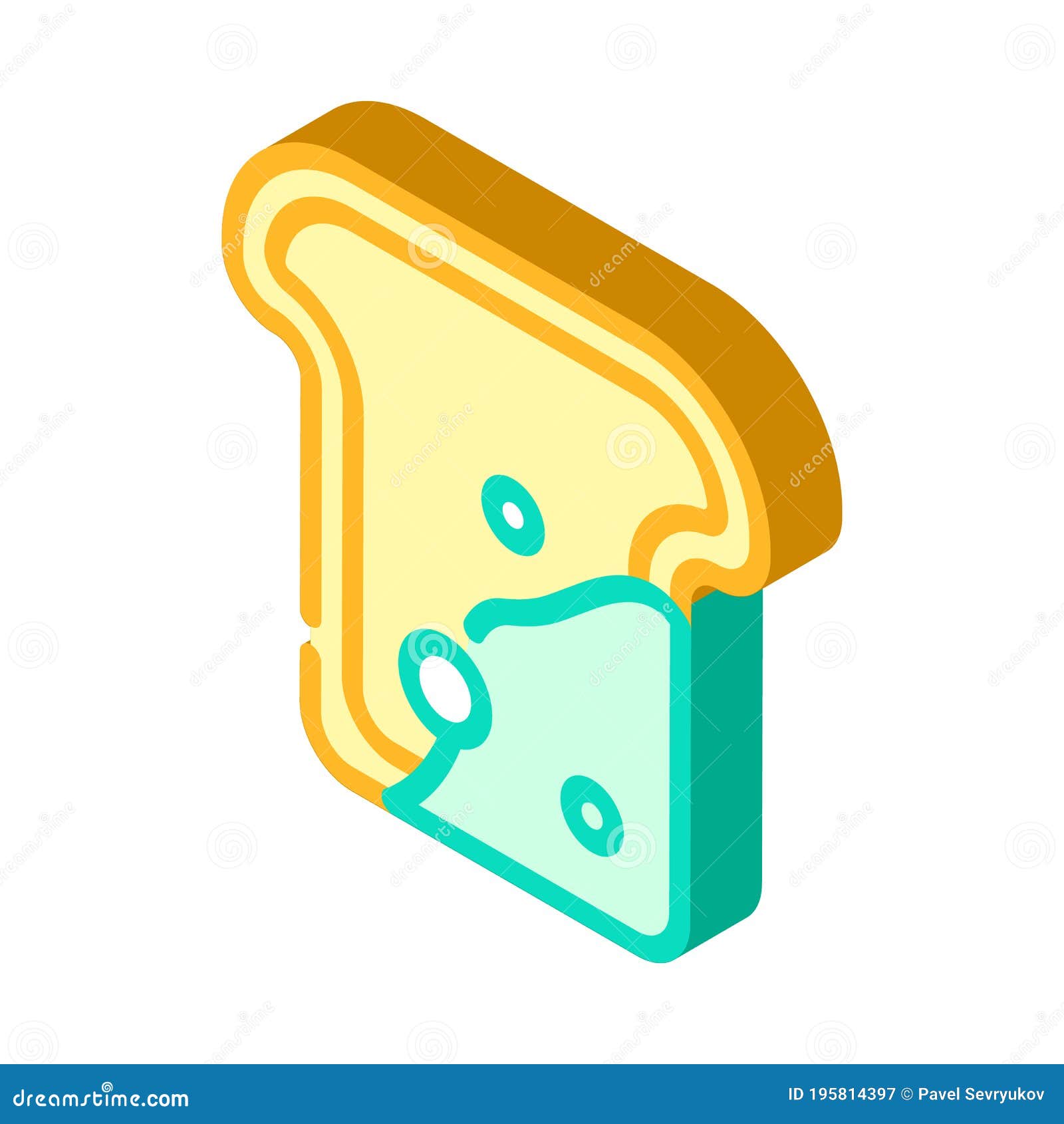 Set Of Mold On Bread Or Baguette Isolated On White Background. Stale ...