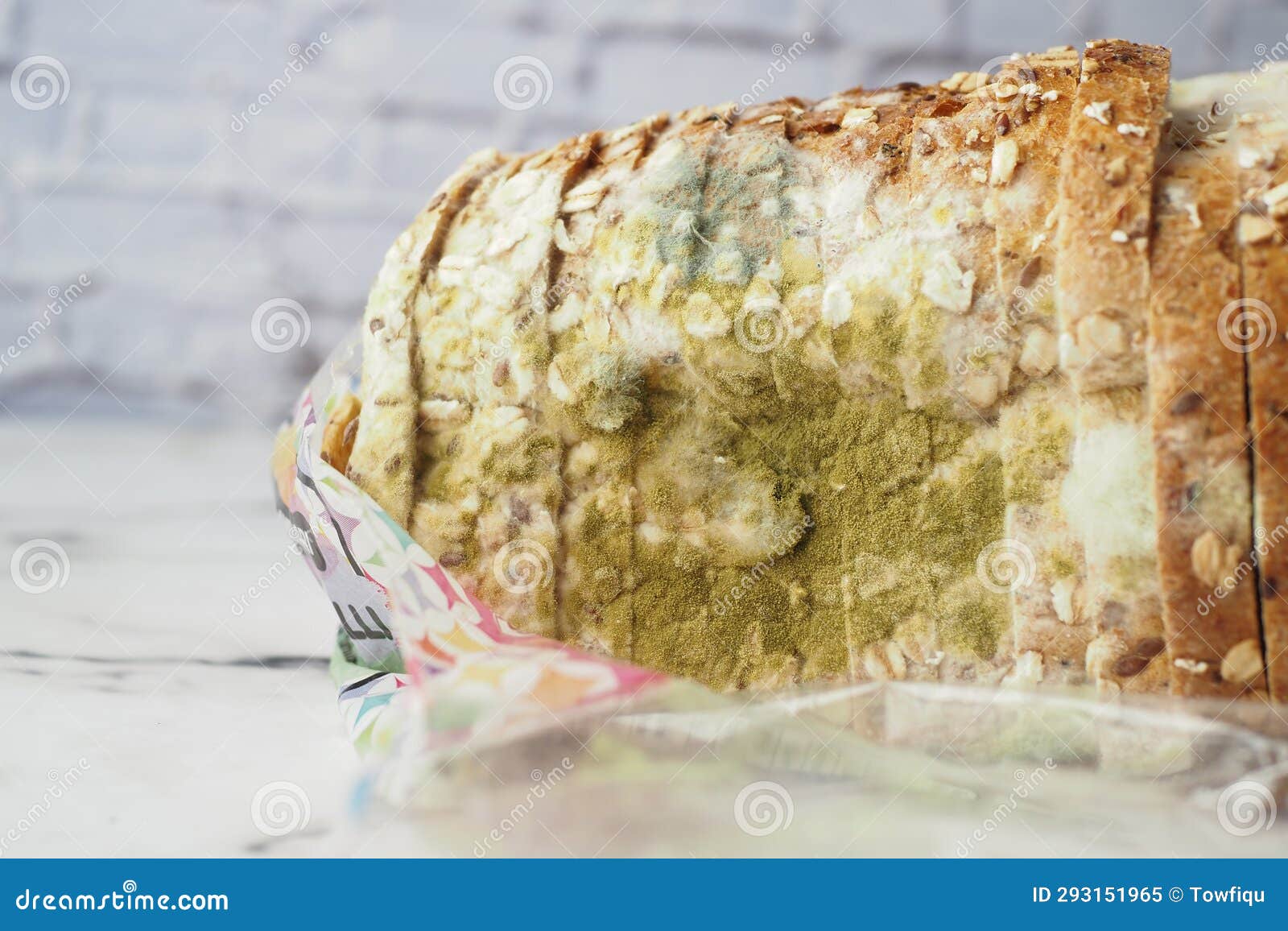 Mold Growing on Moldy Bread on White Background. Stock Image - Image of ...