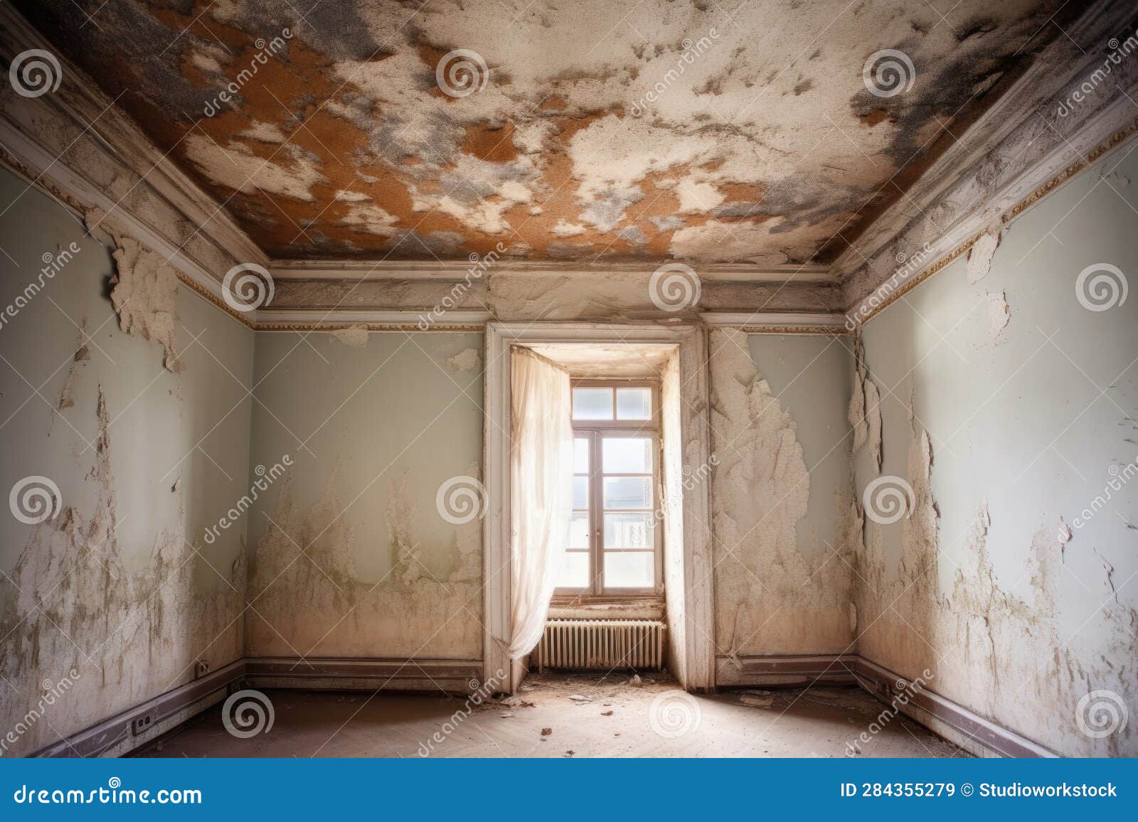 Mold Growth on Damaged Ceiling Corner Stock Illustration - Illustration ...