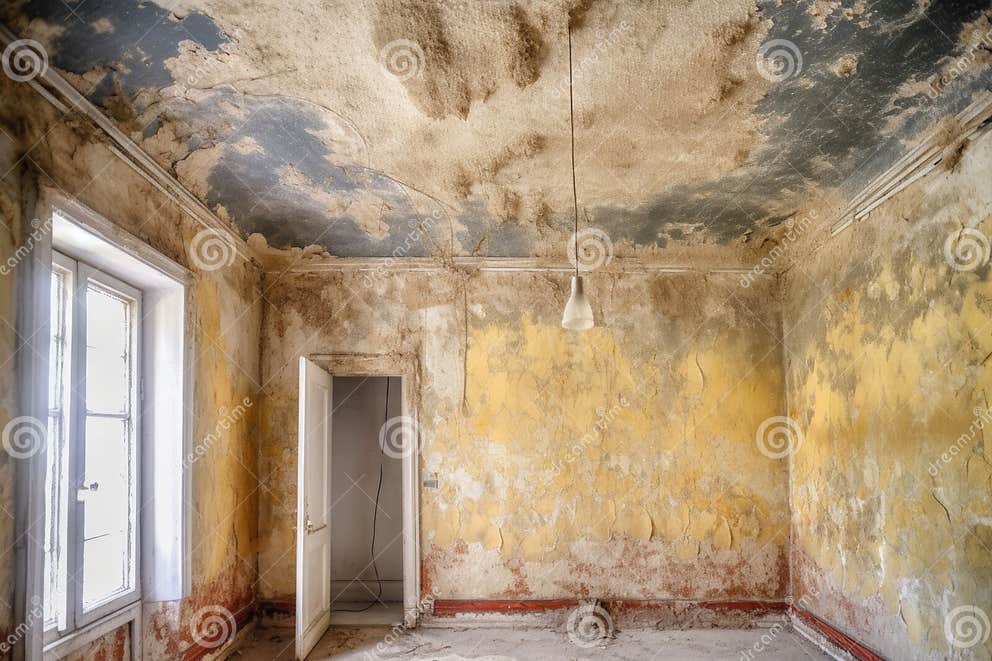 Mold Growth on Damp Ceiling Corner Stock Image - Image of maintenance ...