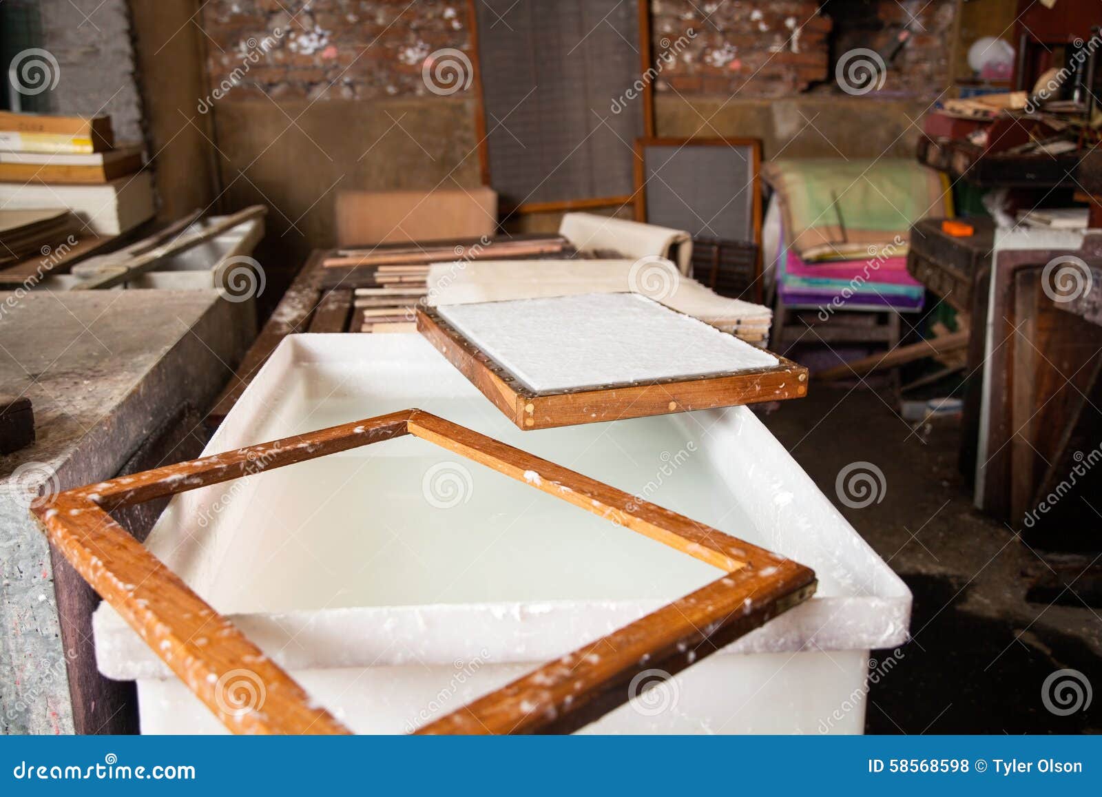 Mold Over Pulp and Water Mixture in Factory Stock Photo - Image of ...
