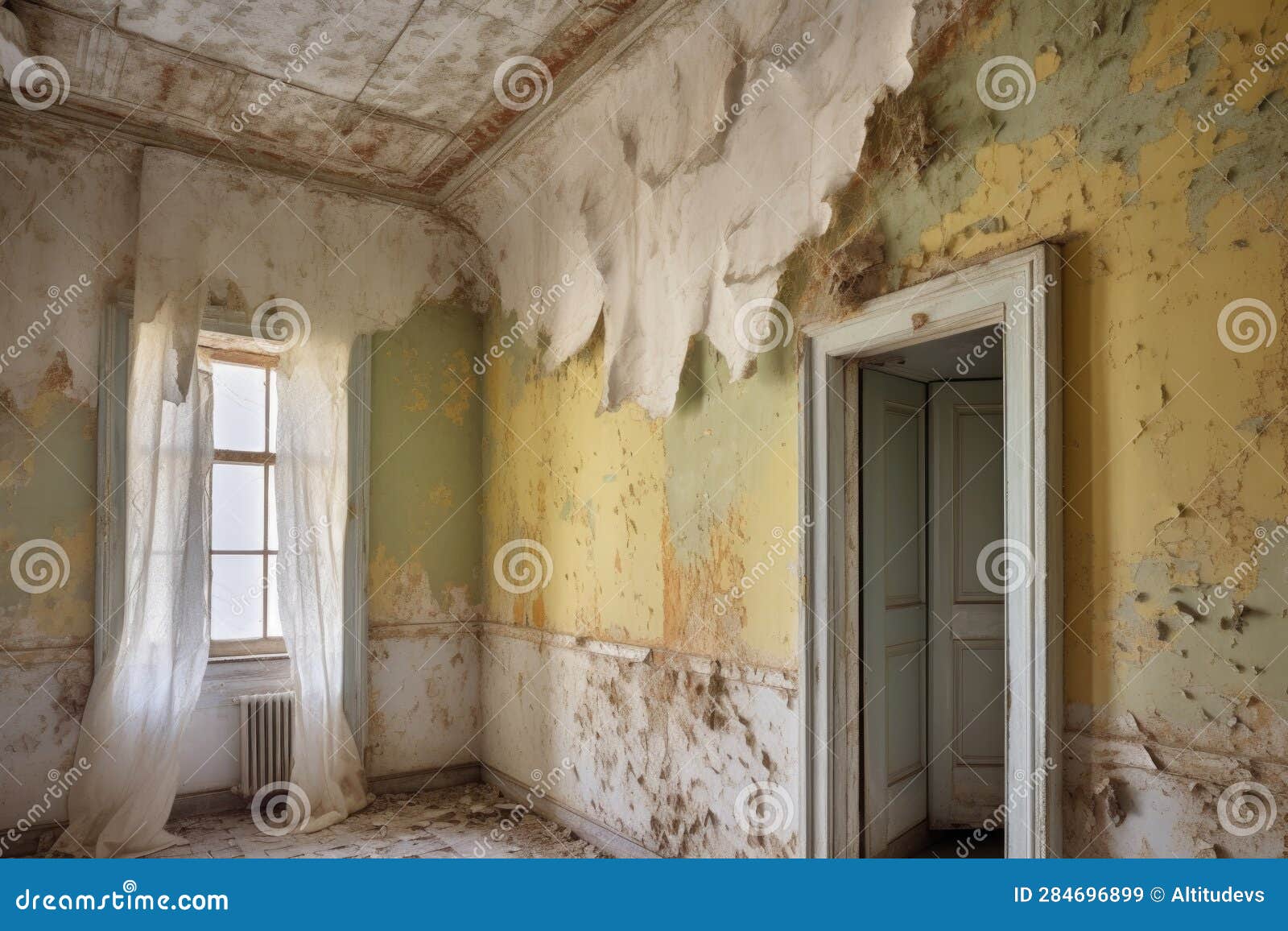 Damp Ceiling Corner With Spreading Discoloration Stock Image ...