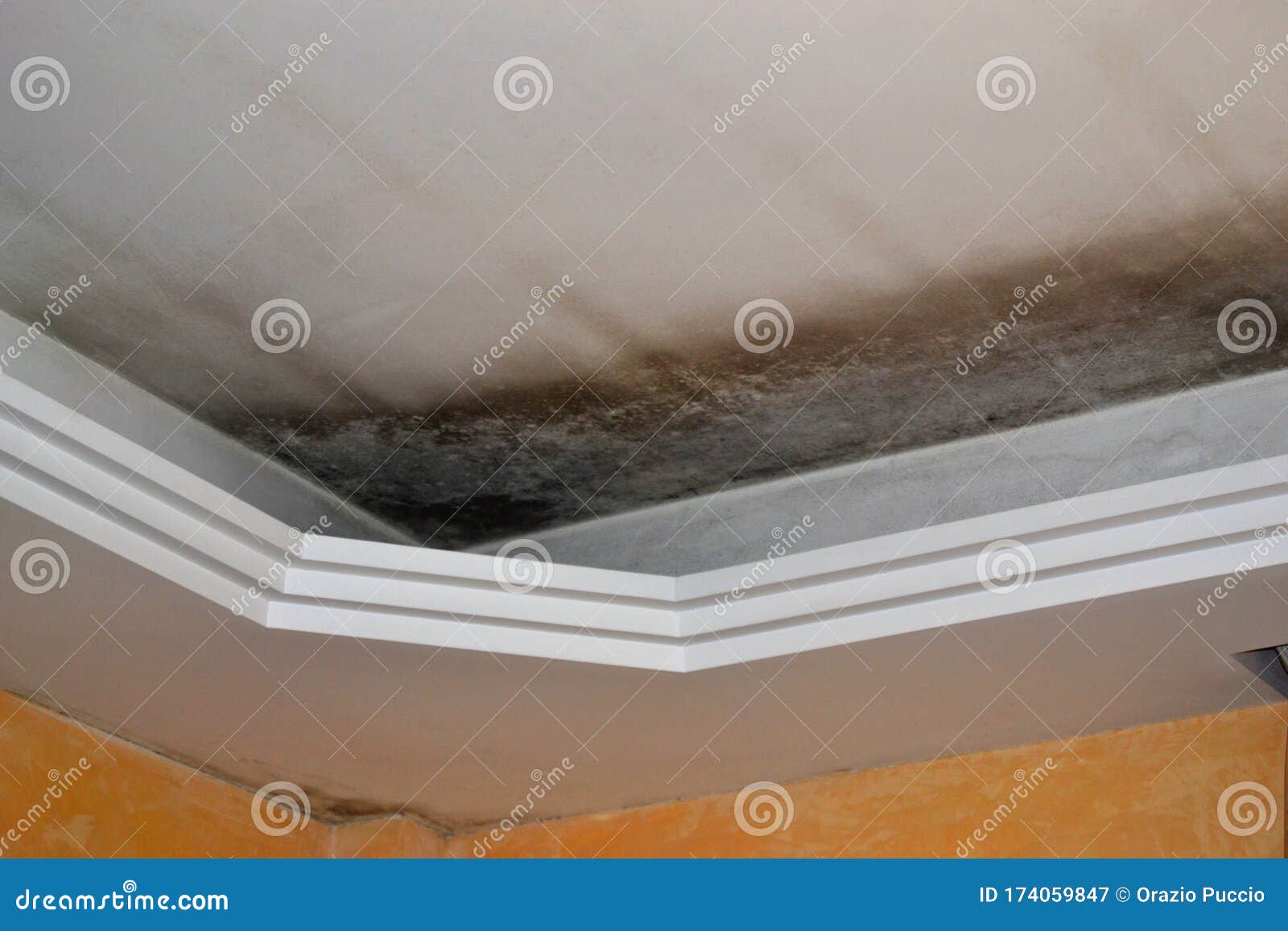 Mold from Water Damage in the Ceiling Stock Image - Image of dirty ...