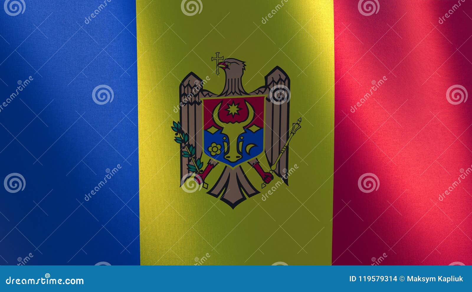 Moldavian Flag. Waving Flag of Moldova 3d Illustration Stock ...