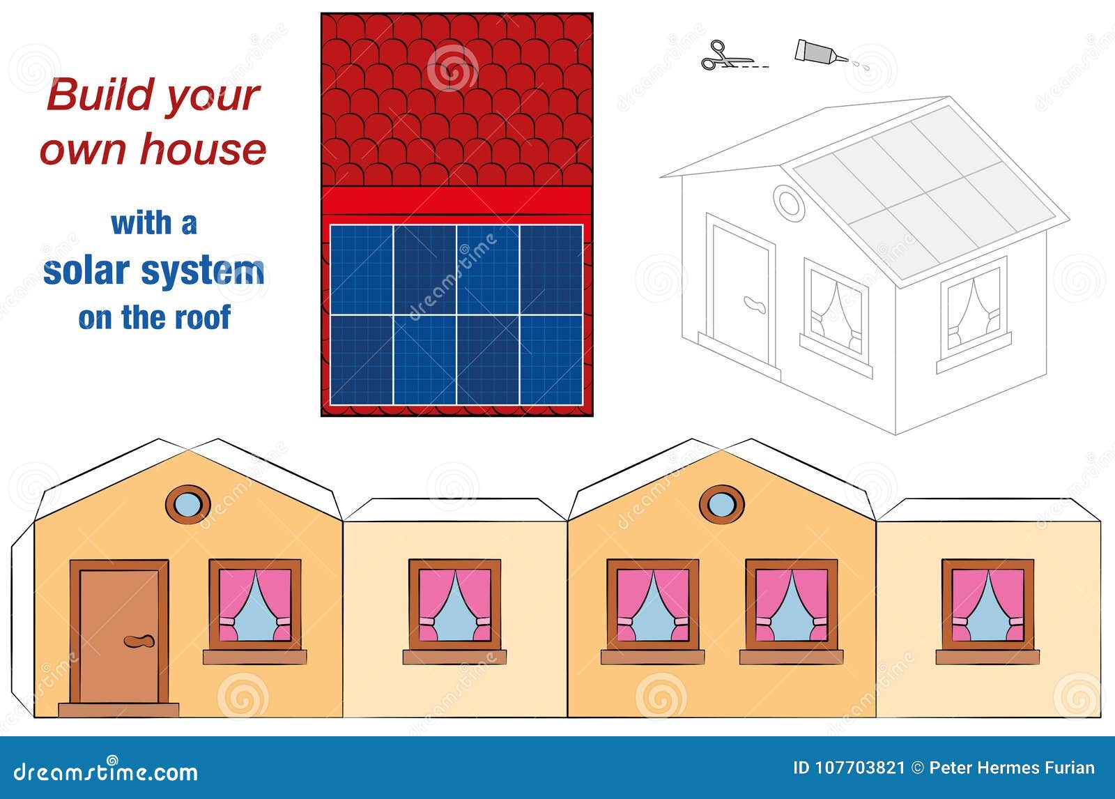 Molde Da Casa Do Telhado Do Sistema Solar Ilustração do Vetor ...