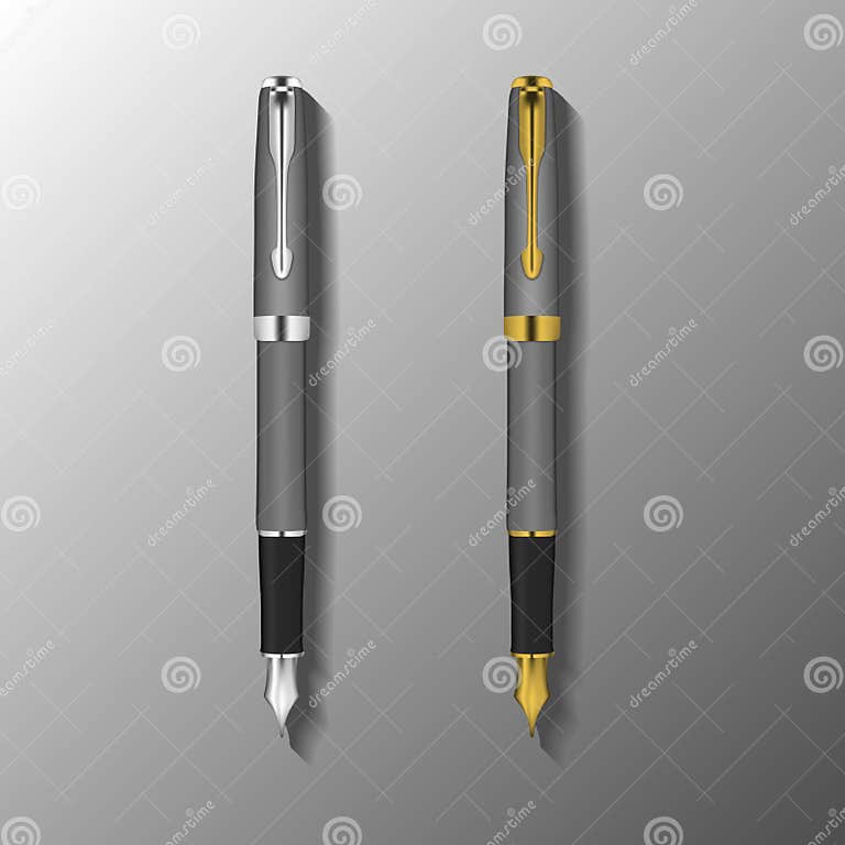 Molde Da Pena De Fonte Com Elementos De Cor Da Prata E Do Ouro ...