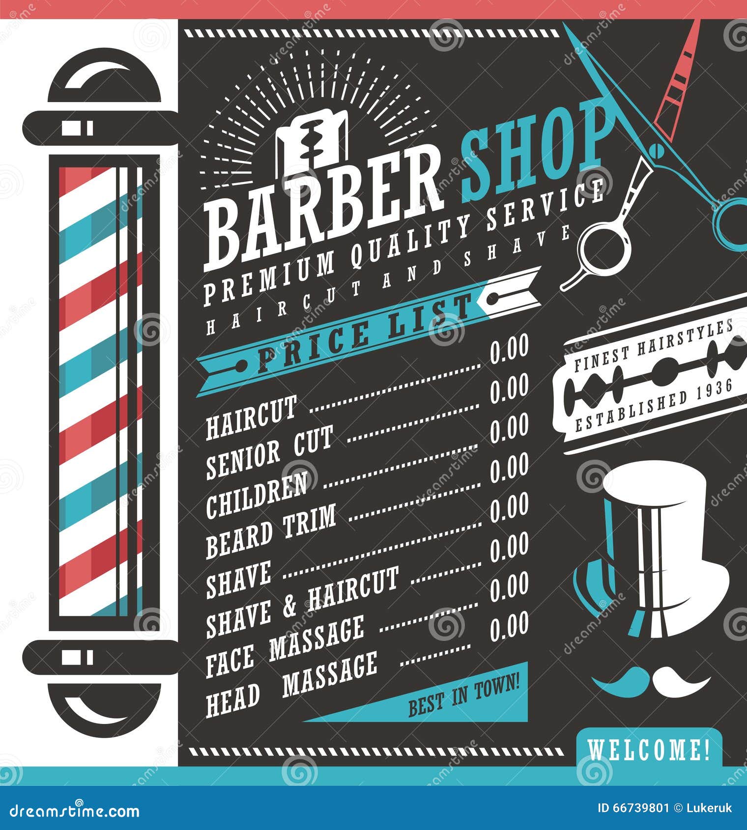 Molde Da Tabela De Preços De Barber Shop Ilustração do Vetor ...