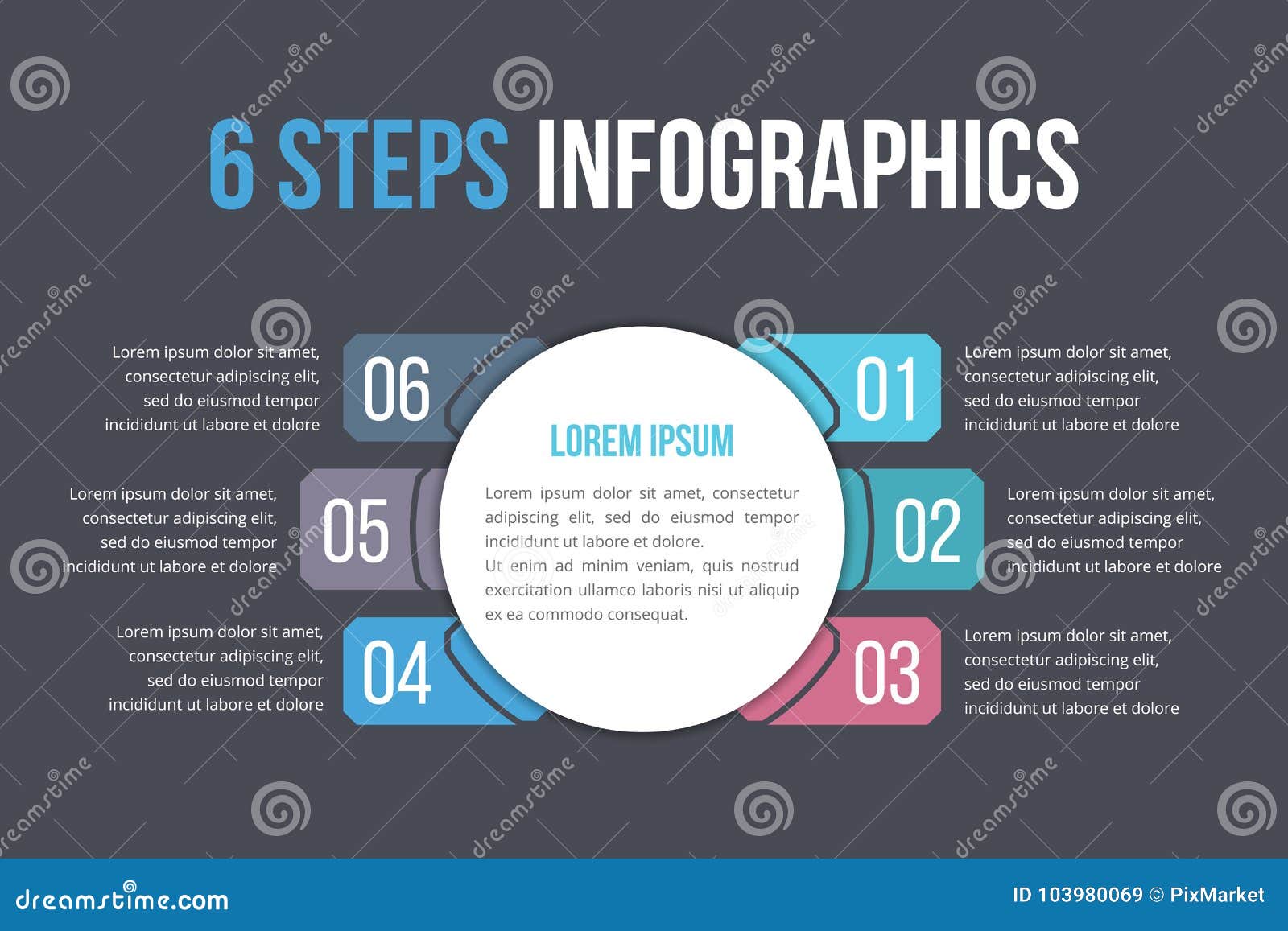 Molde De Infographic Com Seis Etapas Ilustração do Vetor - Ilustração ...