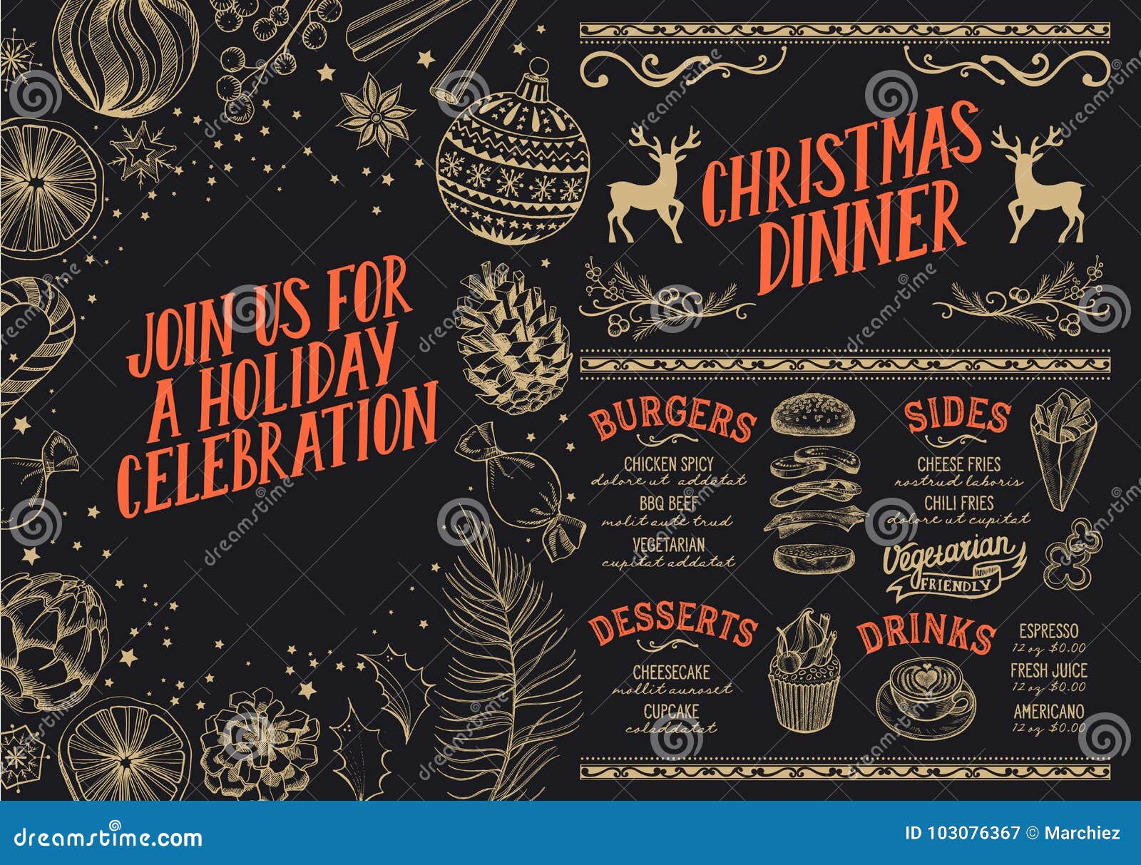 Molde Do Alimento Do Menu Do Natal Para O Restaurante Ilustração do ...