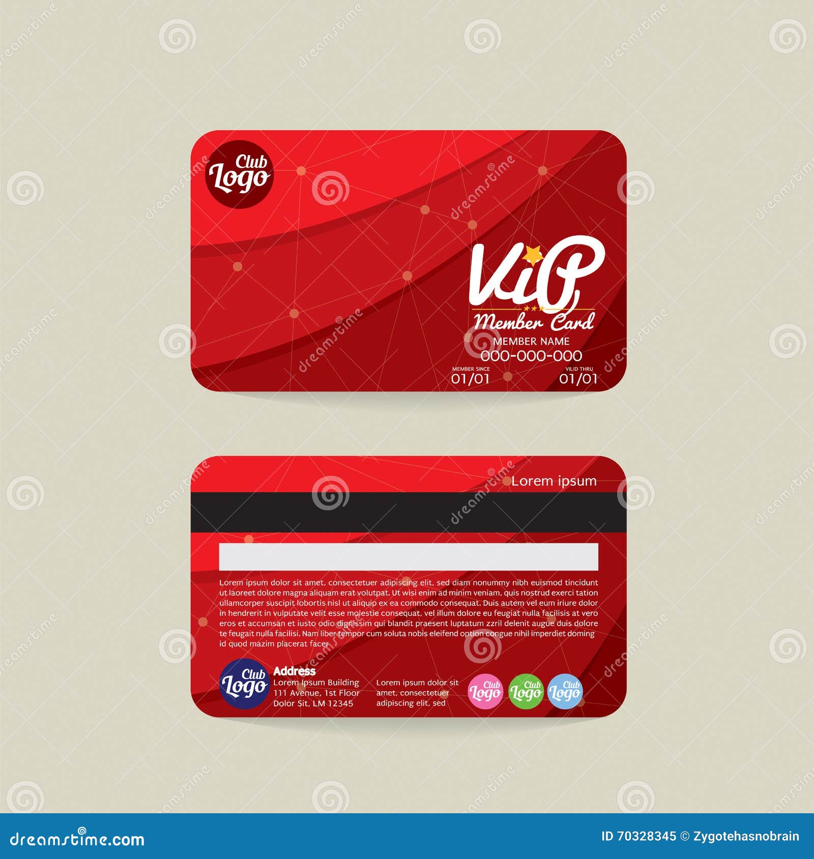 Molde Do Cartão Do Membro Do VIP De Front and Back Ilustração do Vetor ...