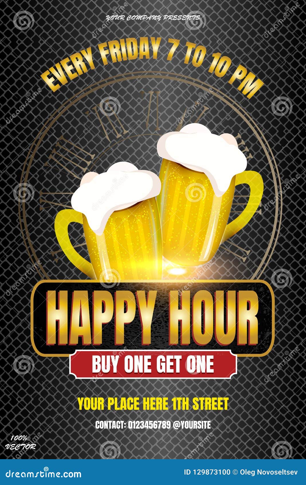 Molde Do Cartaz Do Convite Do Happy Hour Ilustração do Vetor ...