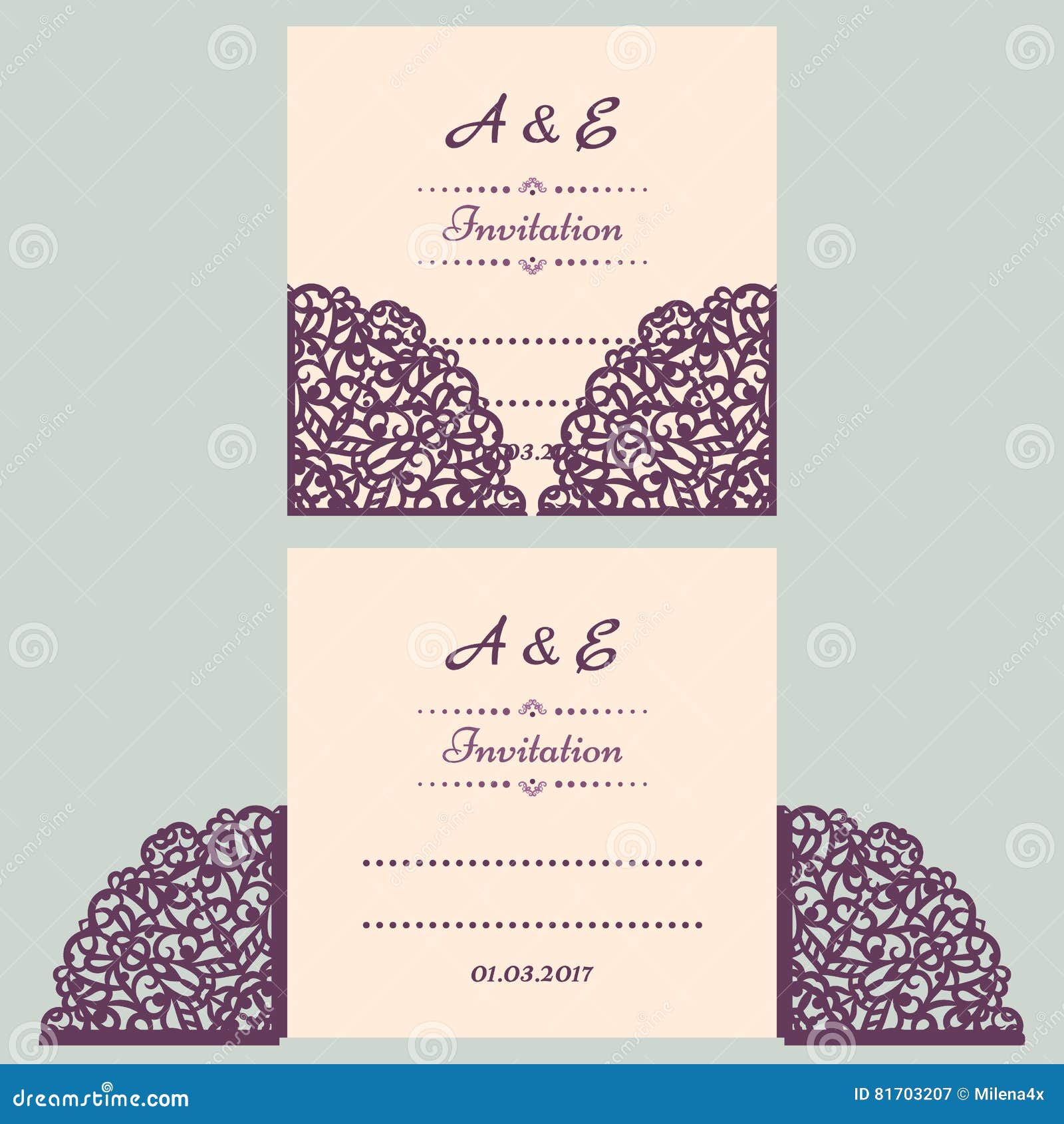 Molde Do Convite Do Casamento Do Vetor De Lazercut E R R Ilustração do ...