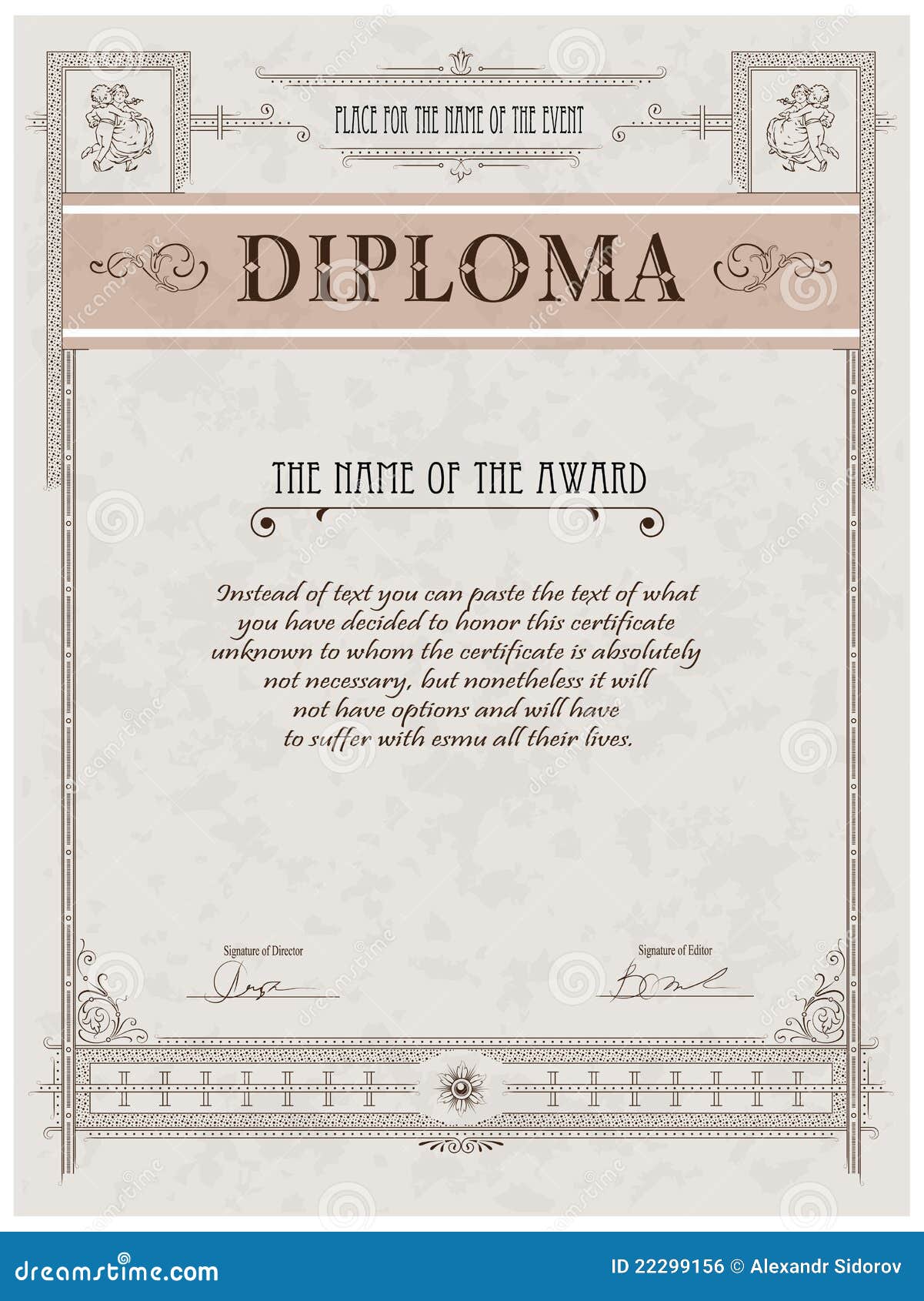 Molde do diploma ilustração do vetor. Ilustração de comprovante - 22299156