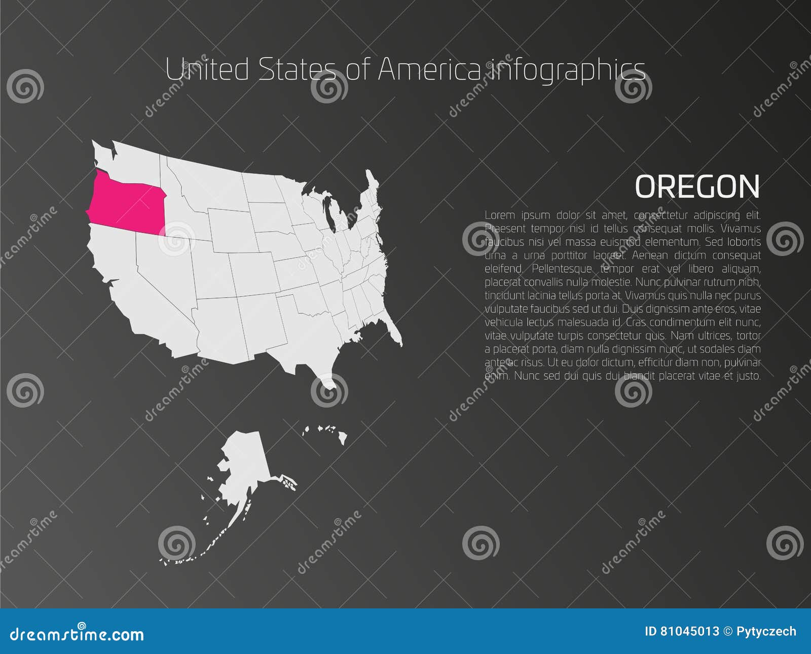 Molde Do Infographics Do Mapa Dos EUA Com Oregon Destacado Ilustração ...