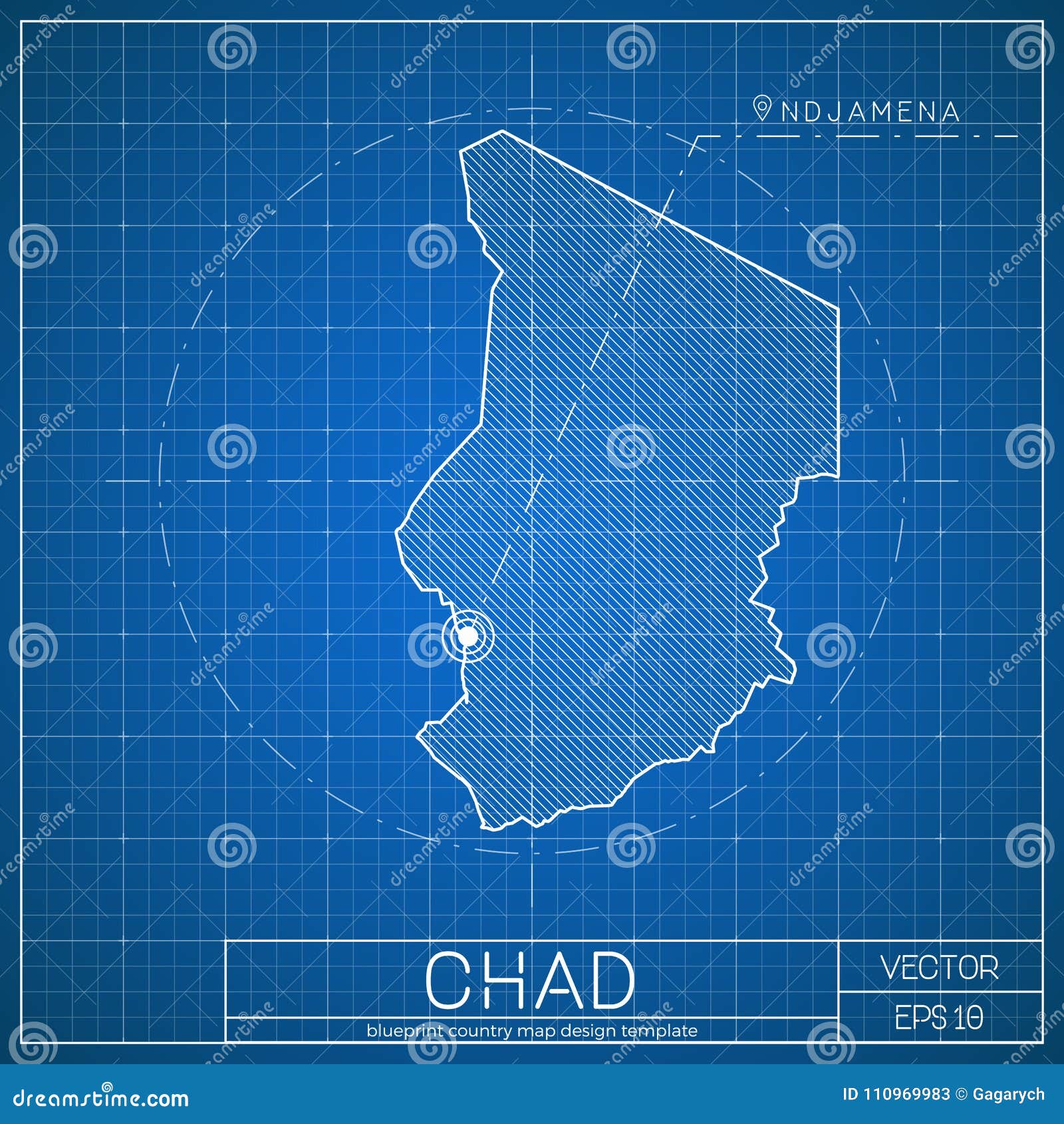 Molde Do Mapa Do Modelo De Chade Com Capital Ilustração do Vetor ...