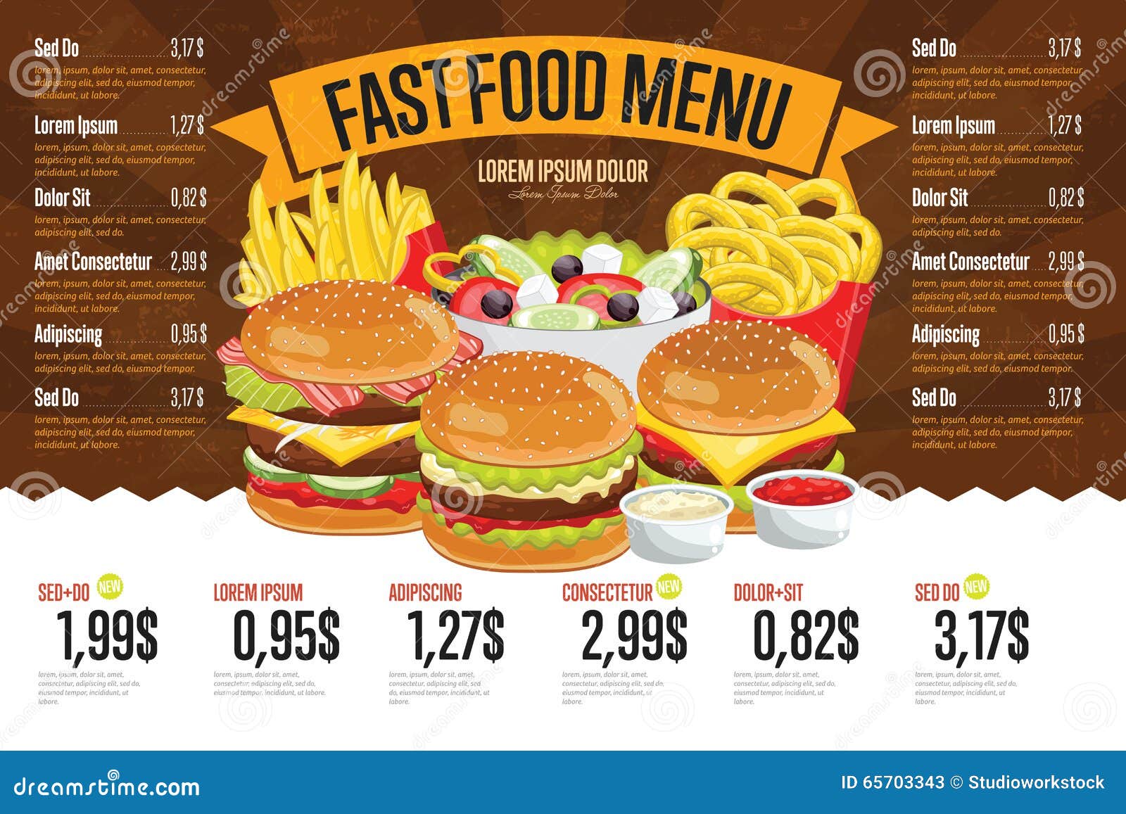 Molde do menu do fast food ilustração do vetor. Ilustração de bebida ...