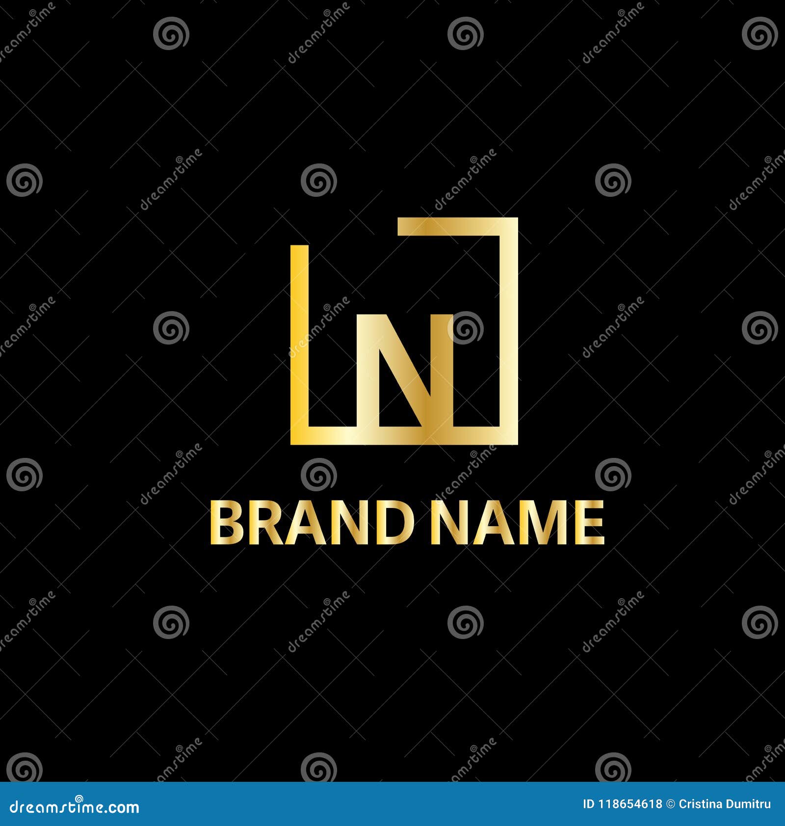 Molde Dourado Abstrato Do Logotype Do Vetor Da Cor Da Letra N ...