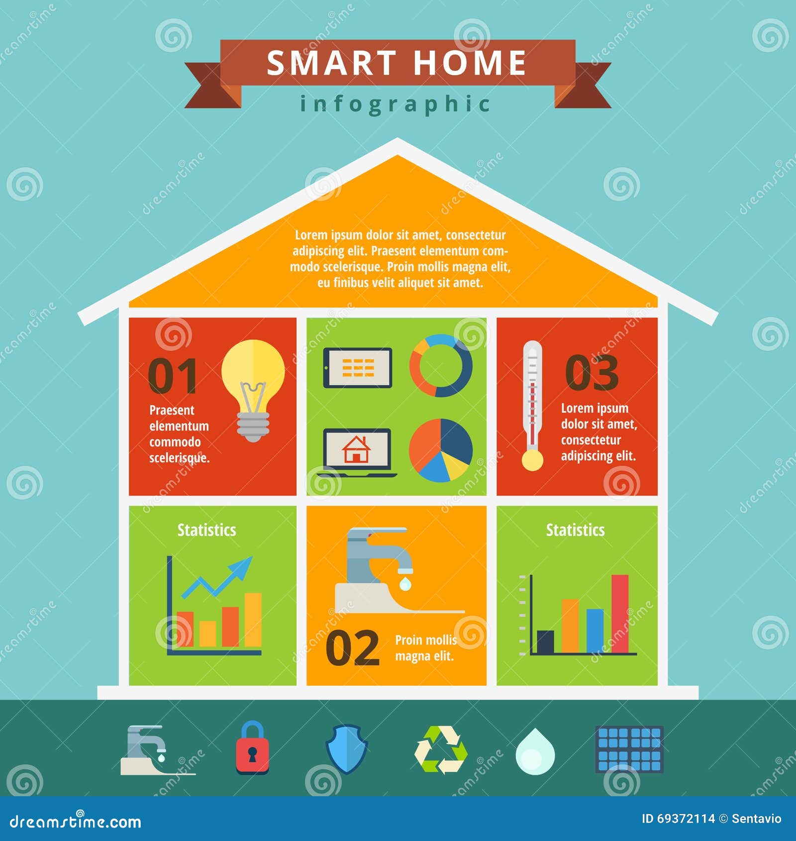 Molde Liso Do Conceito Do Infographics Da Web Do Vetor Da Casa Home ...