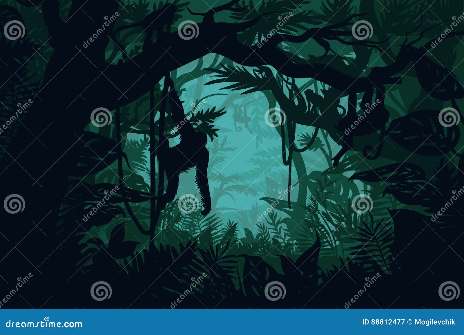 Molde Natural Da Paisagem Da Selva Ilustração do Vetor - Ilustração de ...