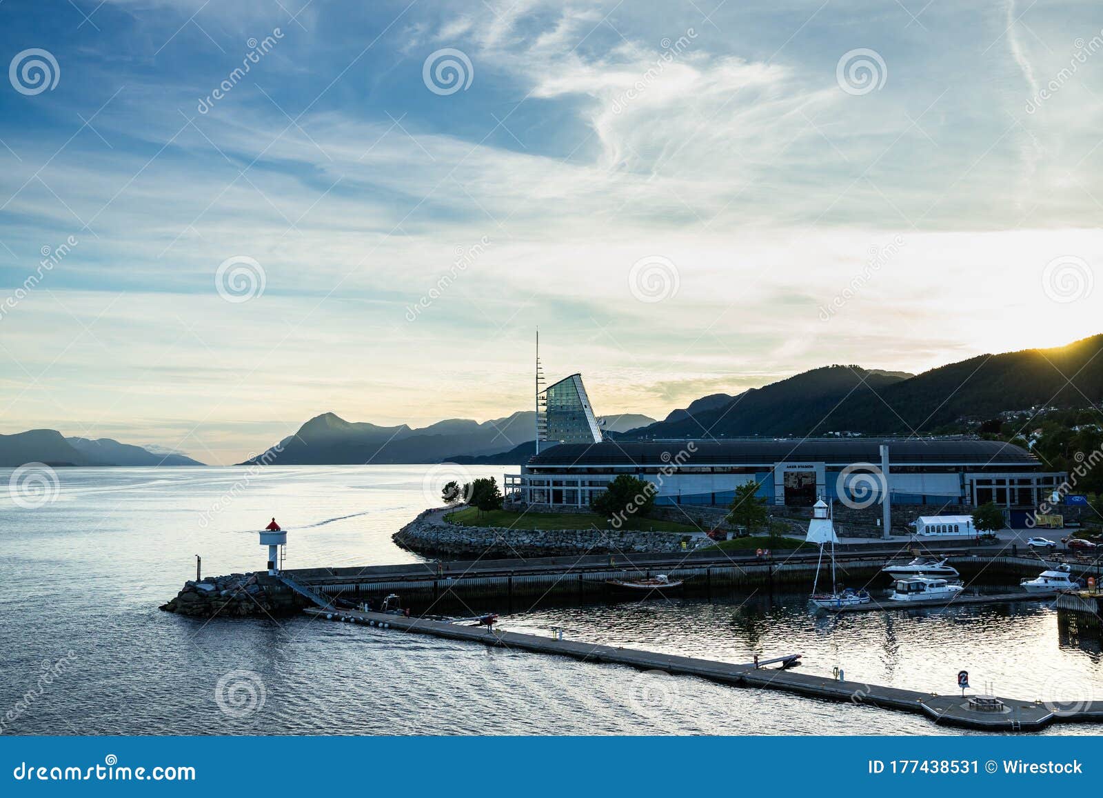 Molde Port Surrounded by Hills Under the Sunlight during the Sunset in ...