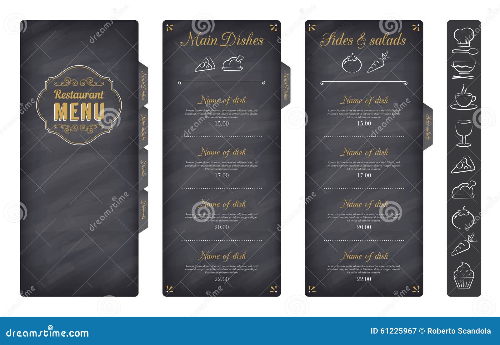 Molde Preto Do Menu Do Restaurante Do Vetor Ilustração do Vetor ...