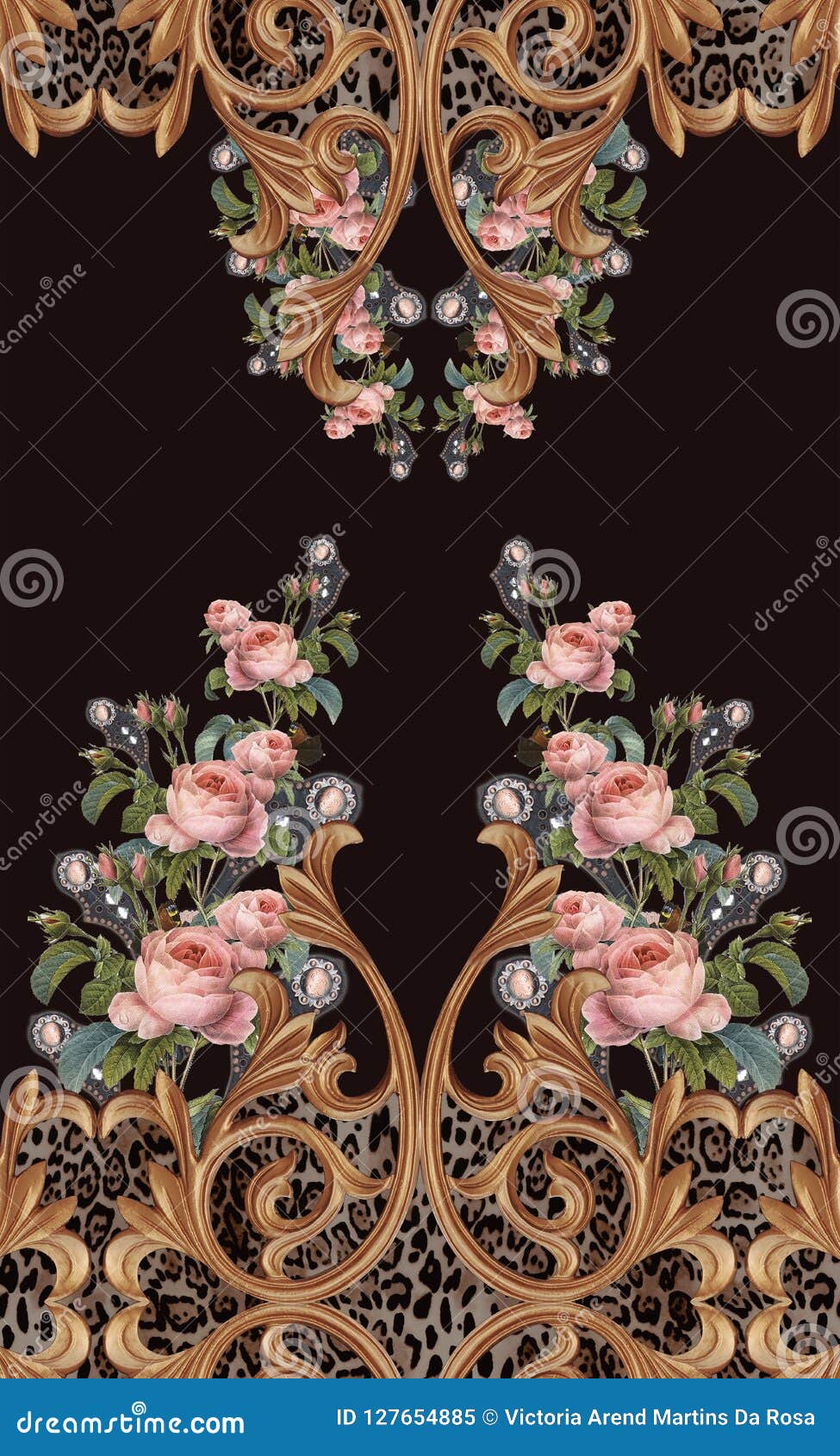 Animal Print Flowers Baroque Design Stock Image - Image of decorative ...