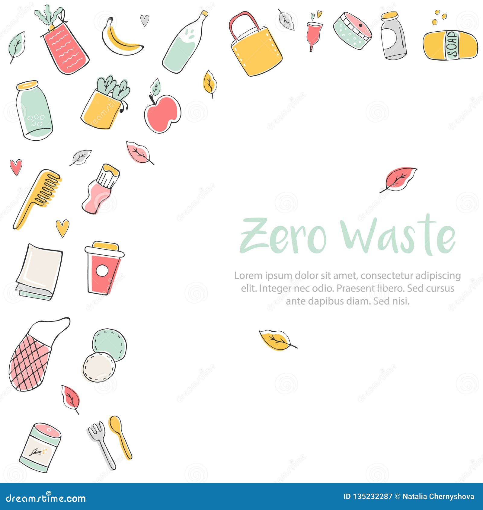 Molde Zero Da Bandeira Do Desperdício Com Elementos Tirados Mão ...