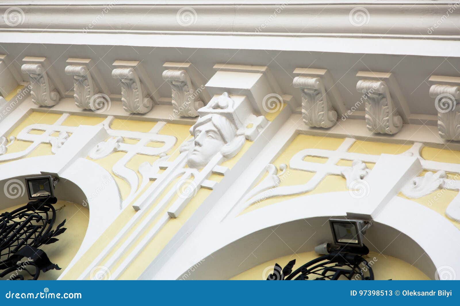 Molding in the Form of a Face on the Facade of Building Stock Image ...