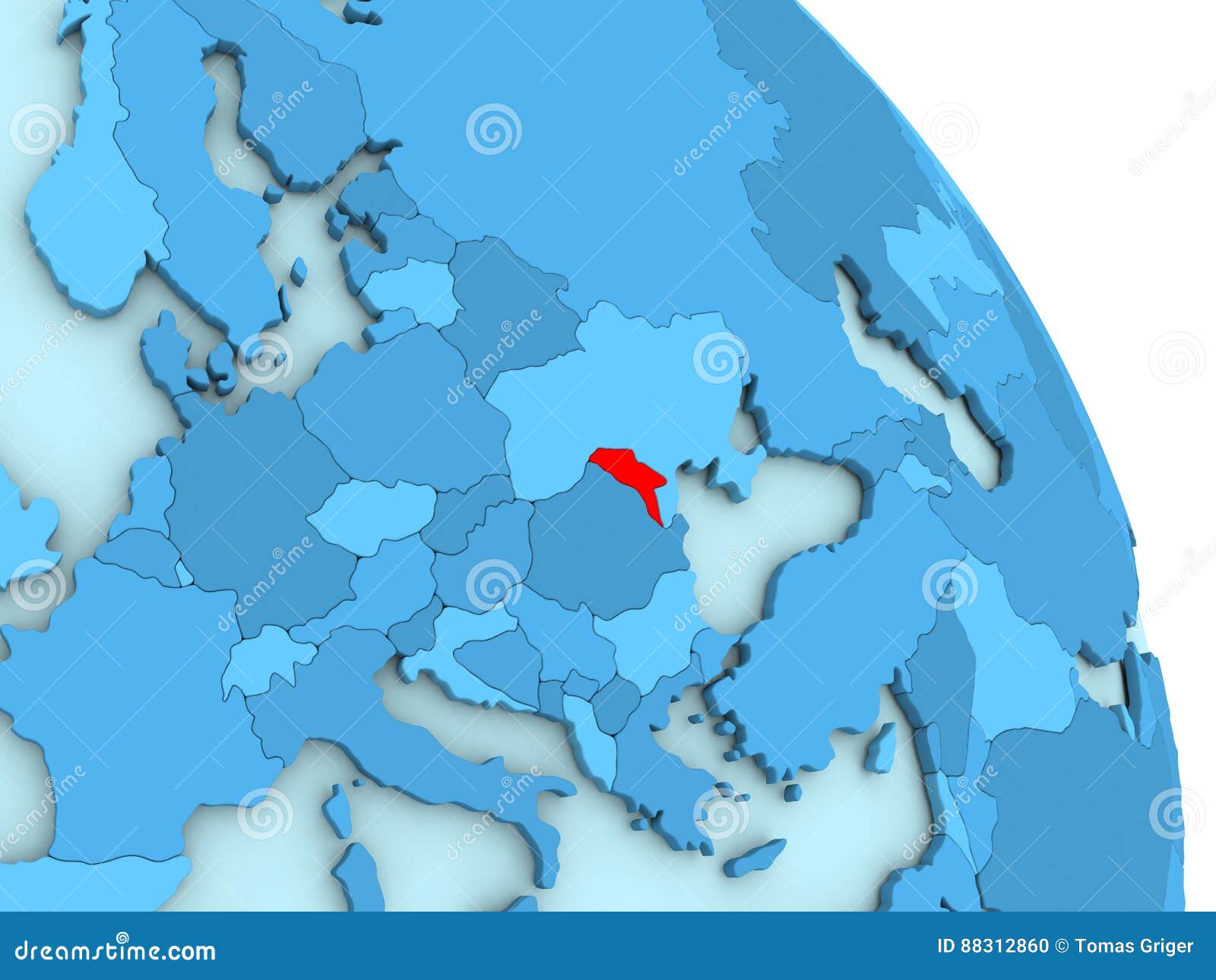 Moldova on Blue Political Globe Stock Illustration - Illustration of ...