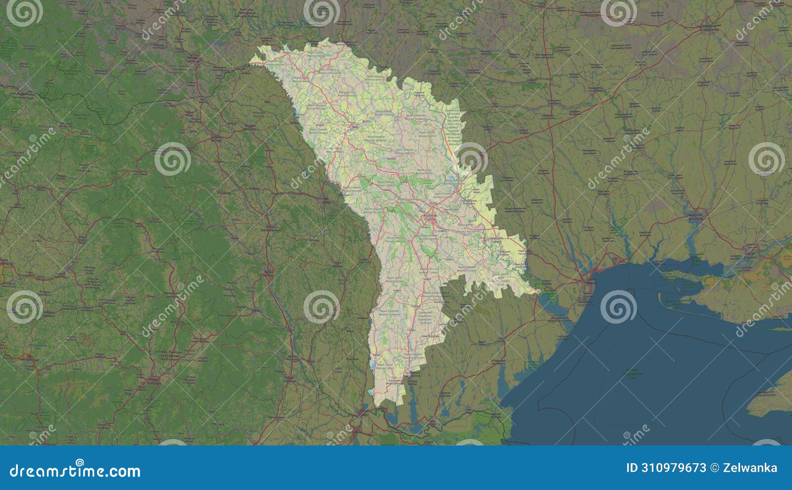 Moldova Highlighted. Topo German Stock Illustration - Illustration of ...