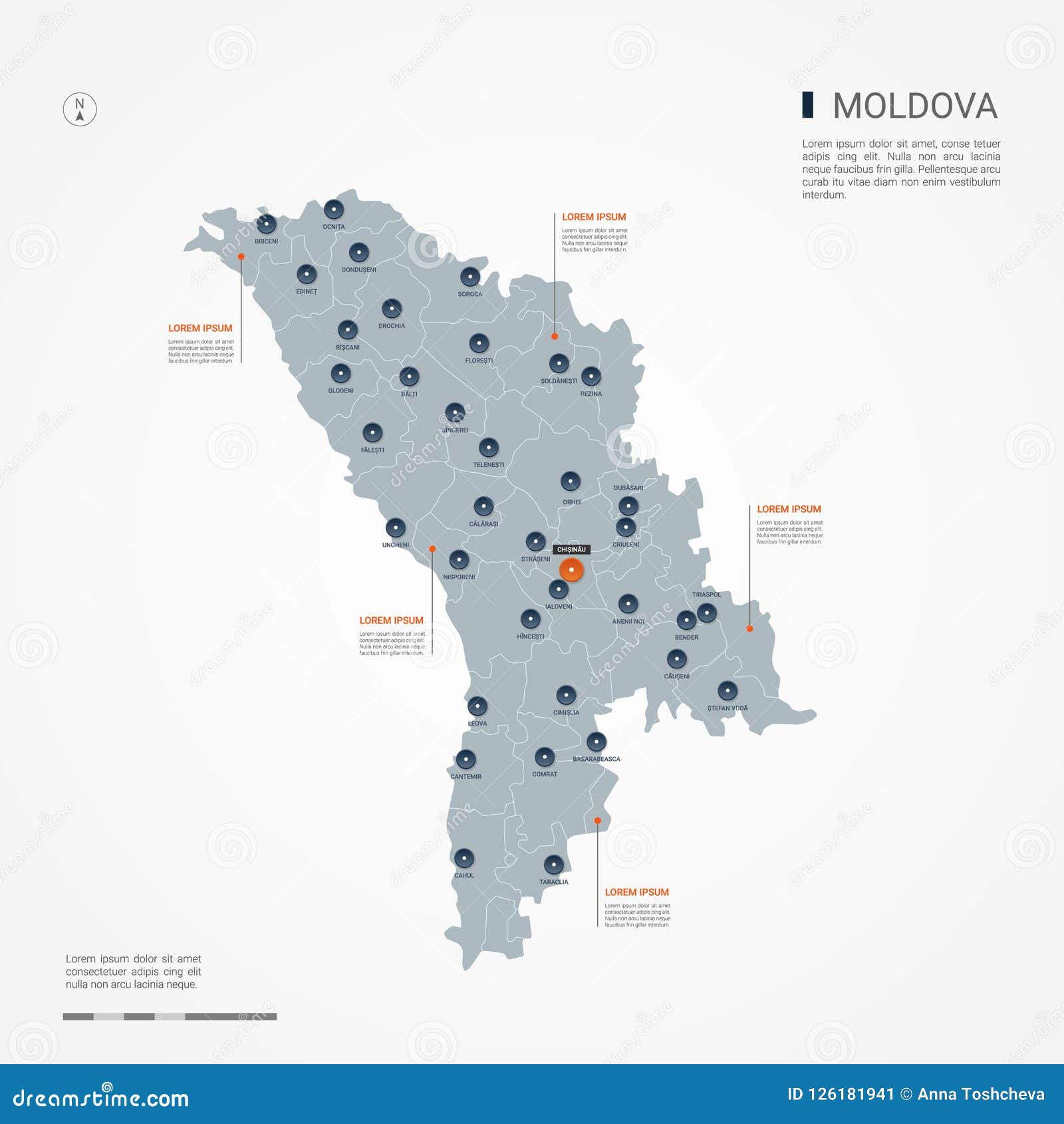 Moldova Map Infographic Elements With Separate Of Heading Is Total ...