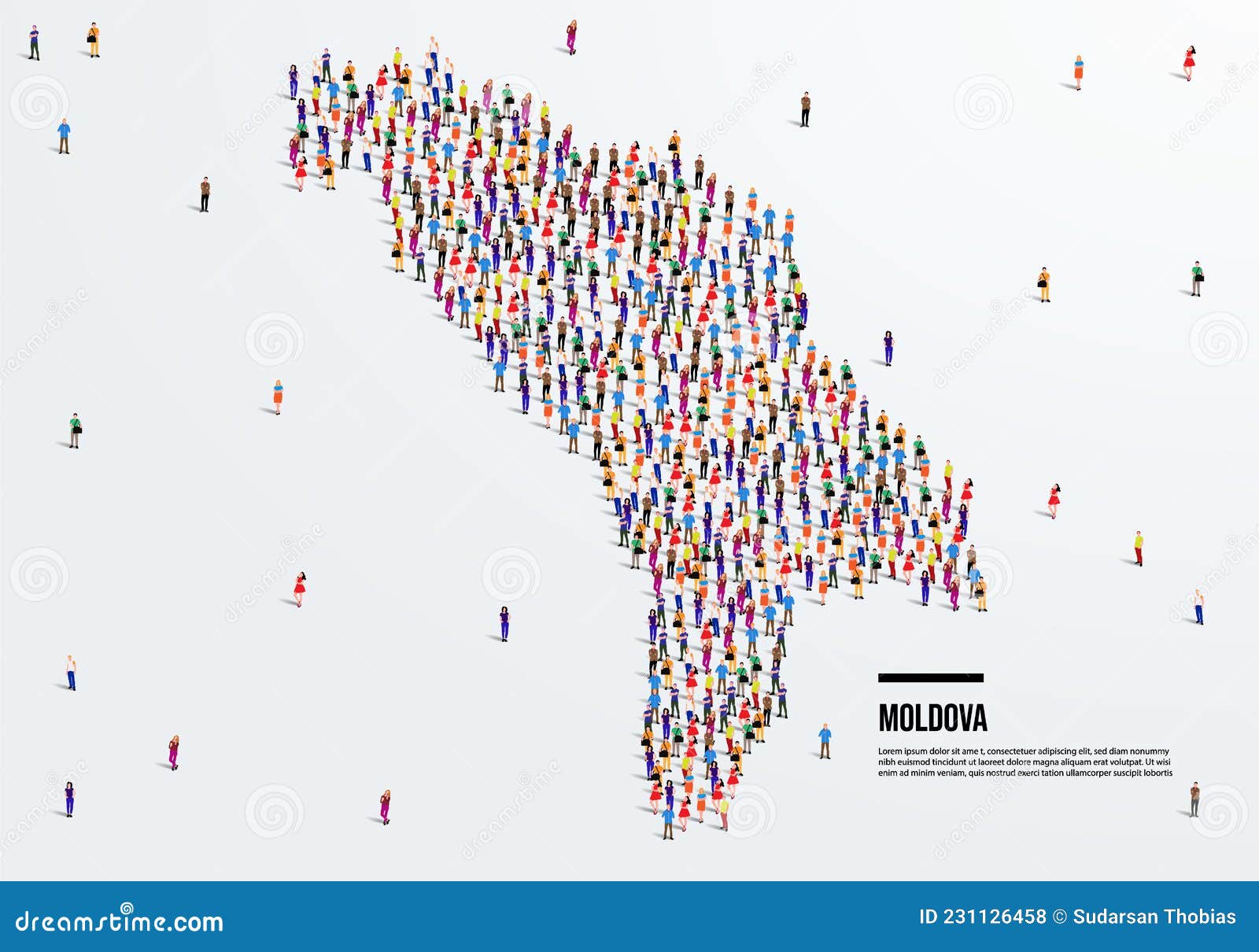 Moldova Map. a Large Group of People Form To Create a Shape of the ...