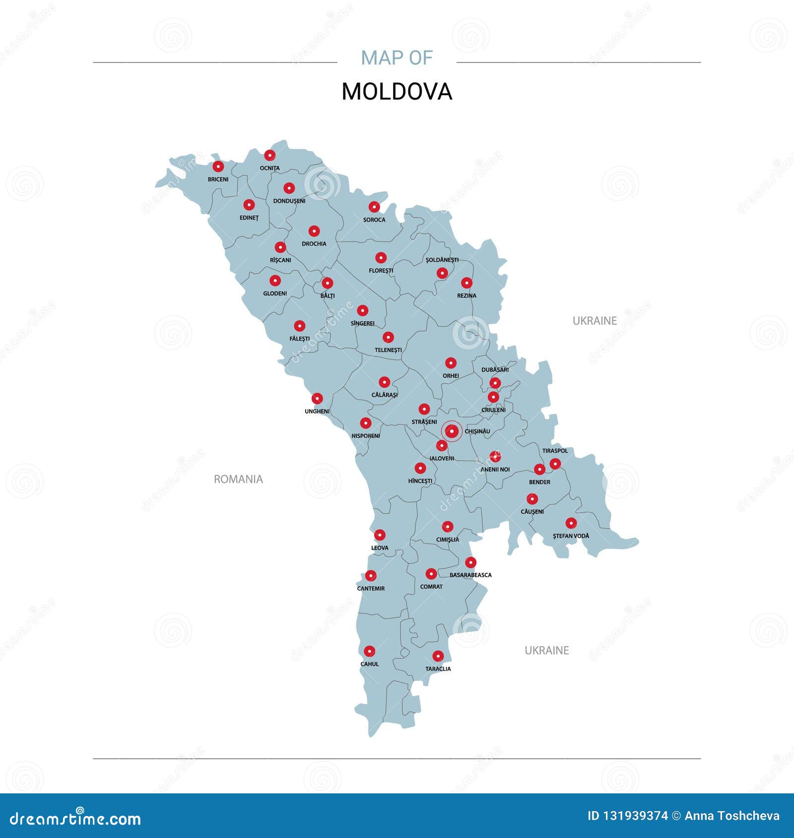 Moldova Map Vector with Red Pin Stock Vector - Illustration of ...
