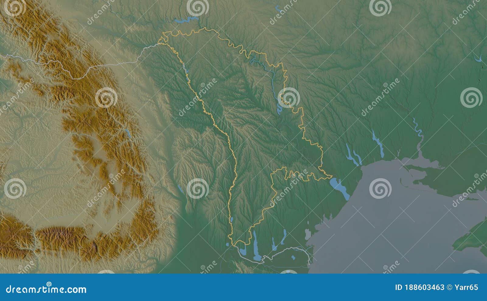 Moldova - overview. Relief stock illustration. Illustration of ...