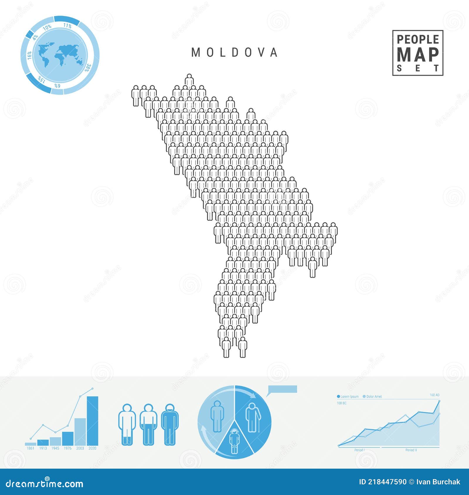 Moldova People Icon Map. Stylized Vector Silhouette of Moldova ...