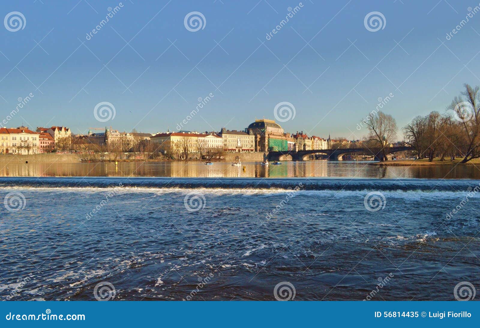 Moldovan river in Prague stock image. Image of waterfalls - 56814435